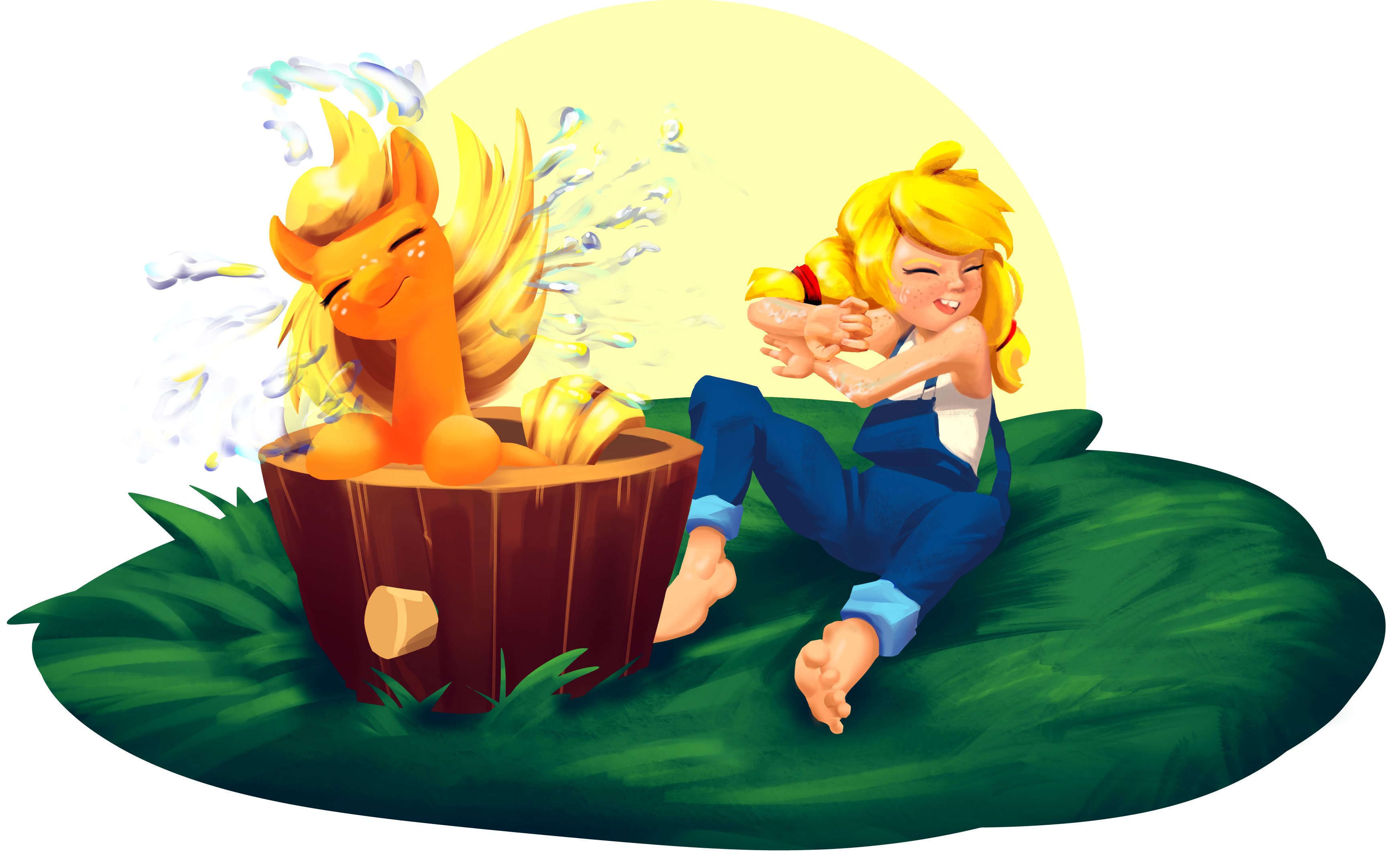 #2952588 - safe, artist:applephil, applejack, earth pony, human, pony ...