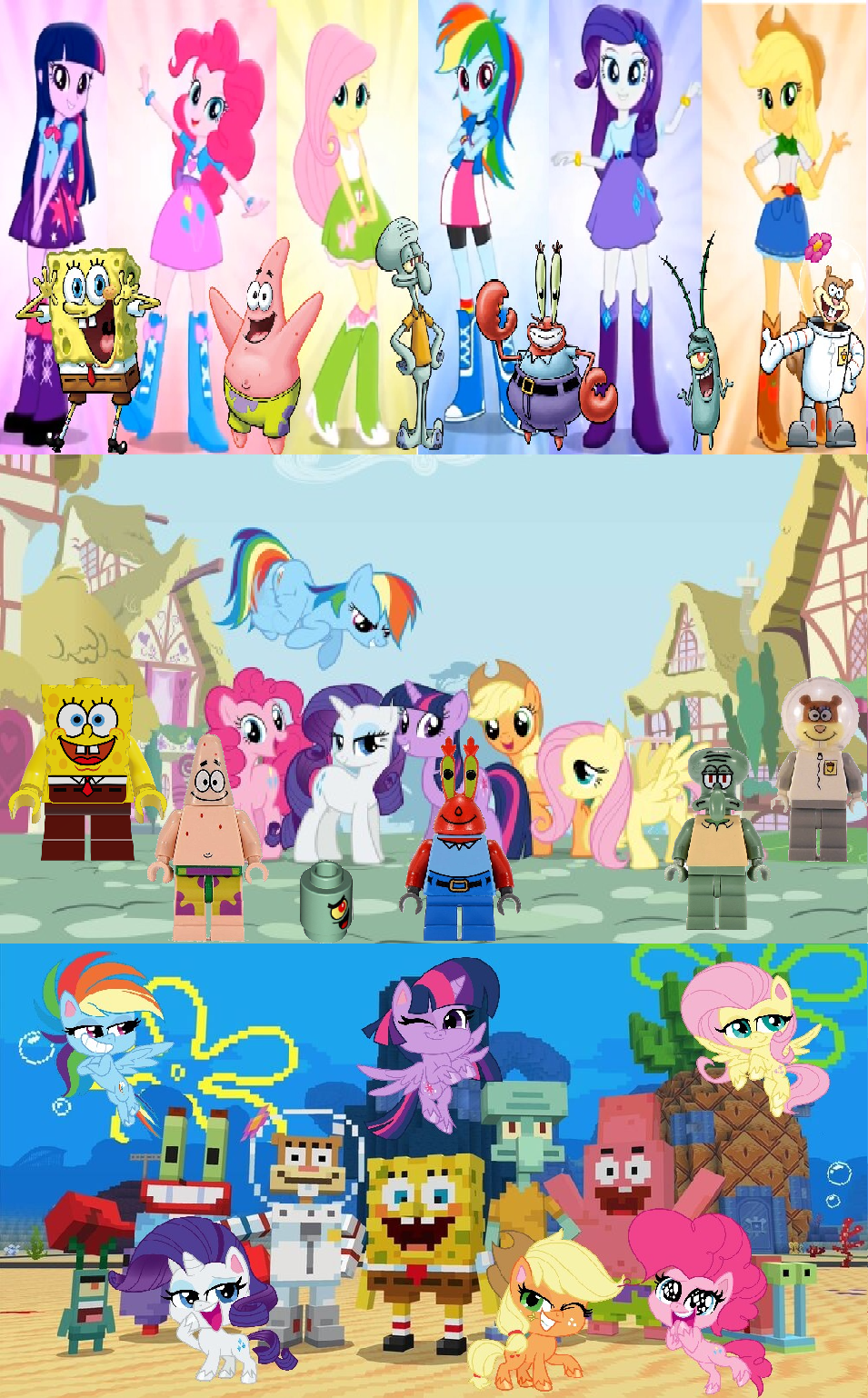 #2953847 - safe, artist:smbros, edit, applejack, fluttershy, pinkie pie ...