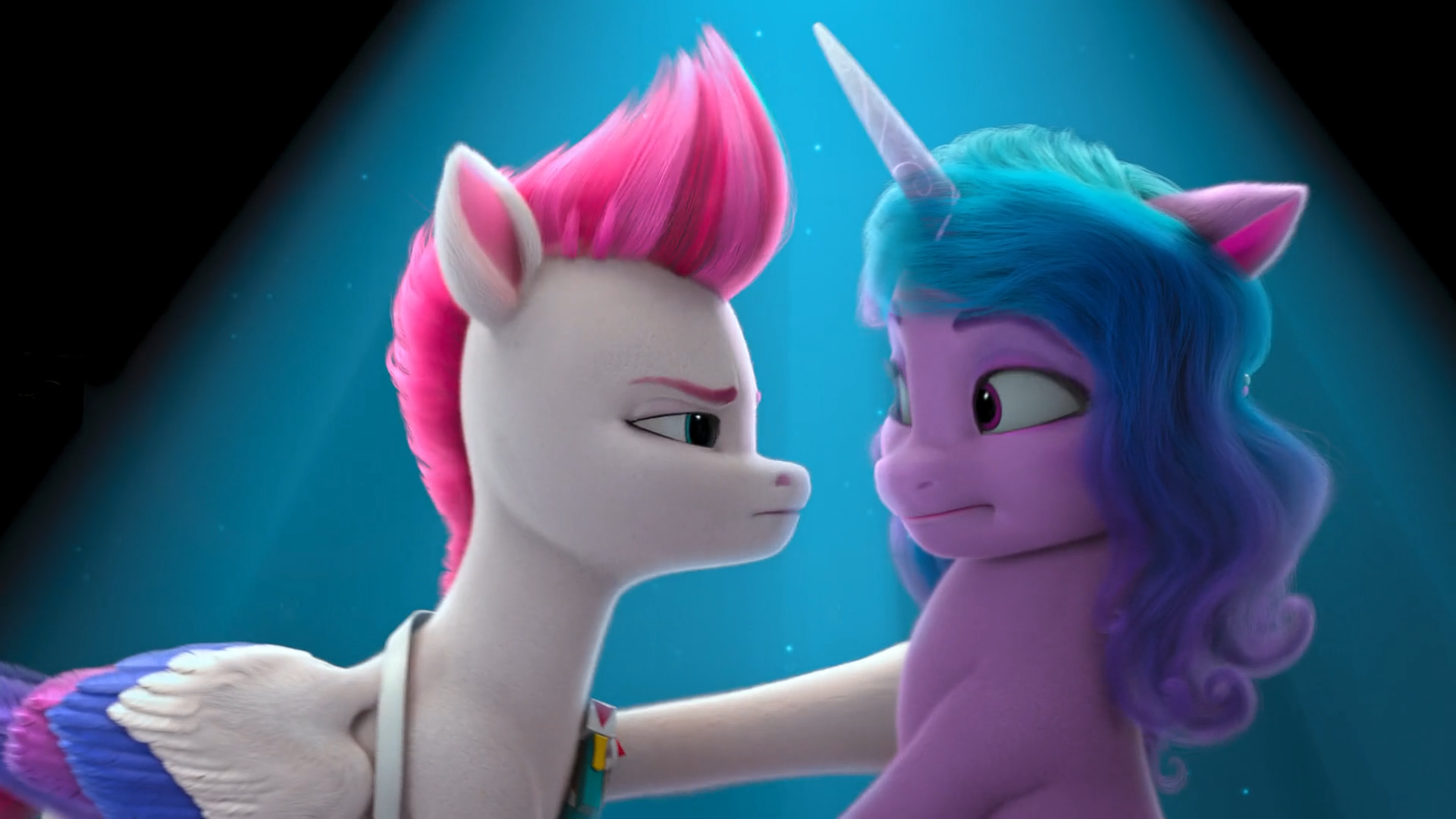 #2956200 - safe, screencap, izzy moonbow, zipp storm, pegasus, pony, unicorn, g5, hoof done it ...