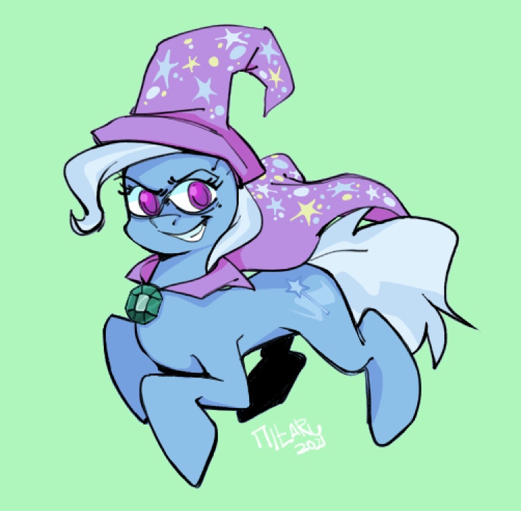 #2956291 - safe, artist:nitaru, trixie, pony, cloak, clothes, grin, hat ...