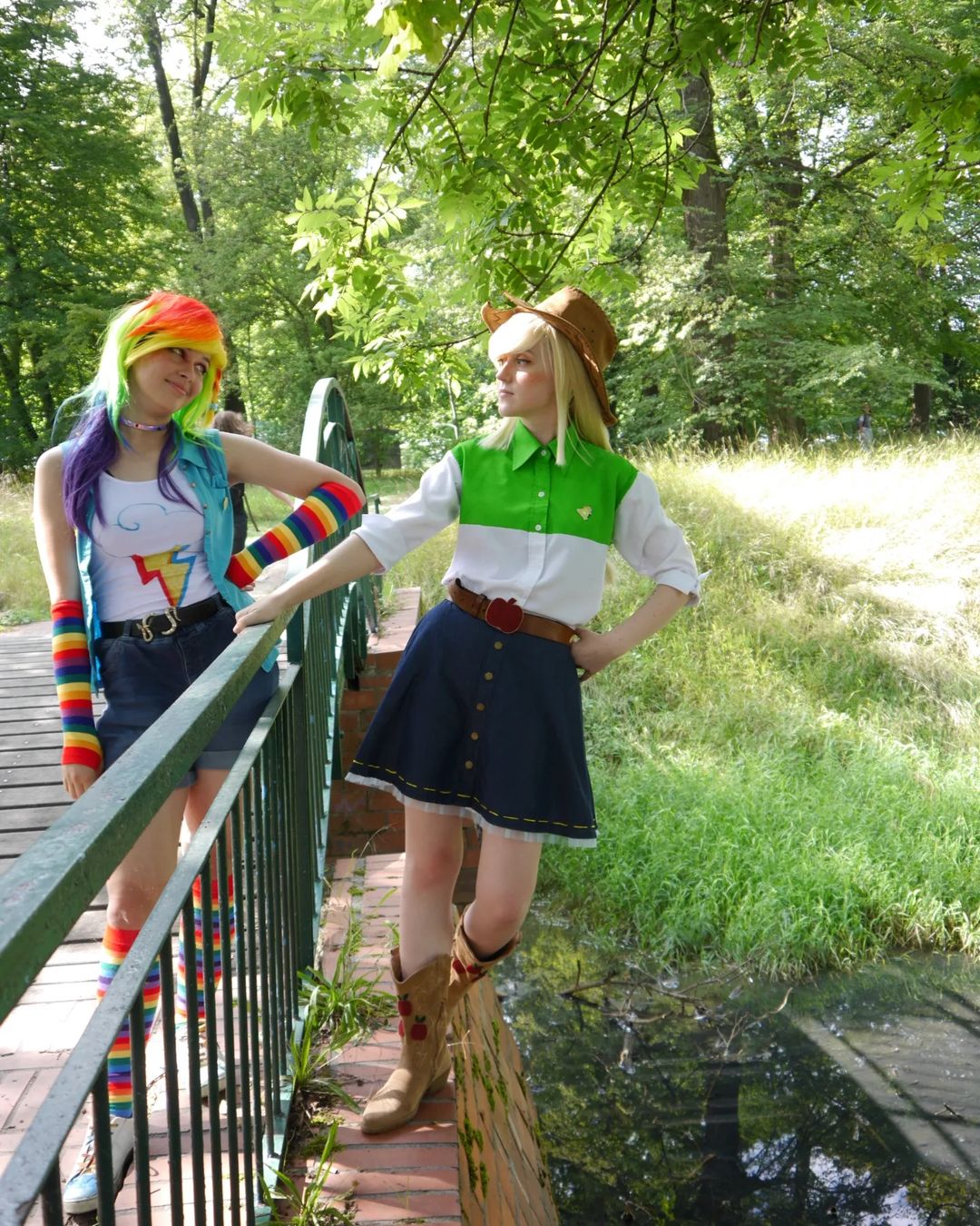 #2940592 - safe, applejack, rainbow dash, human, appledash, clothes ...