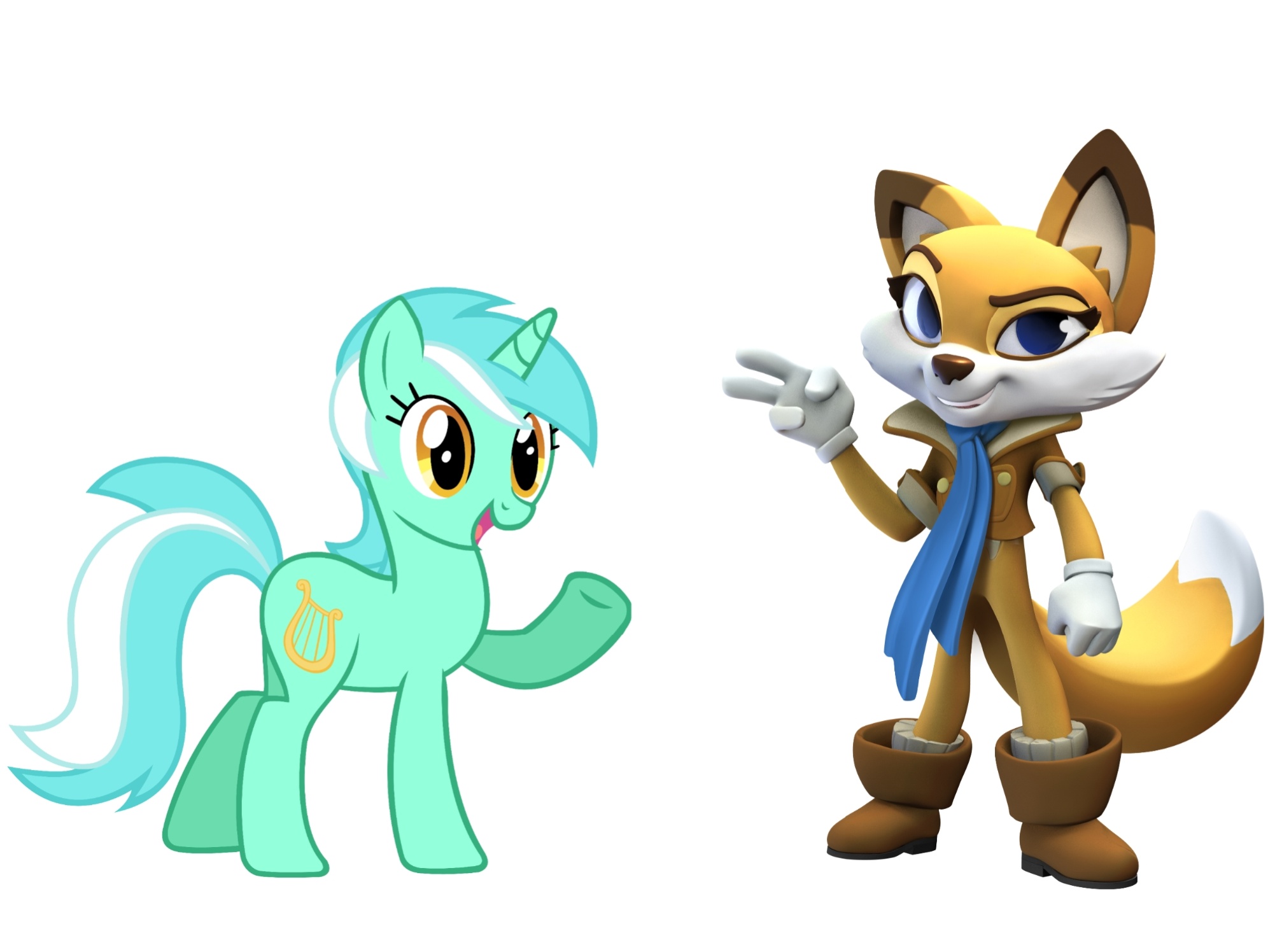 #3018338 - safe, lyra heartstrings, fox, pony, unicorn, g4, duo, lyra ...