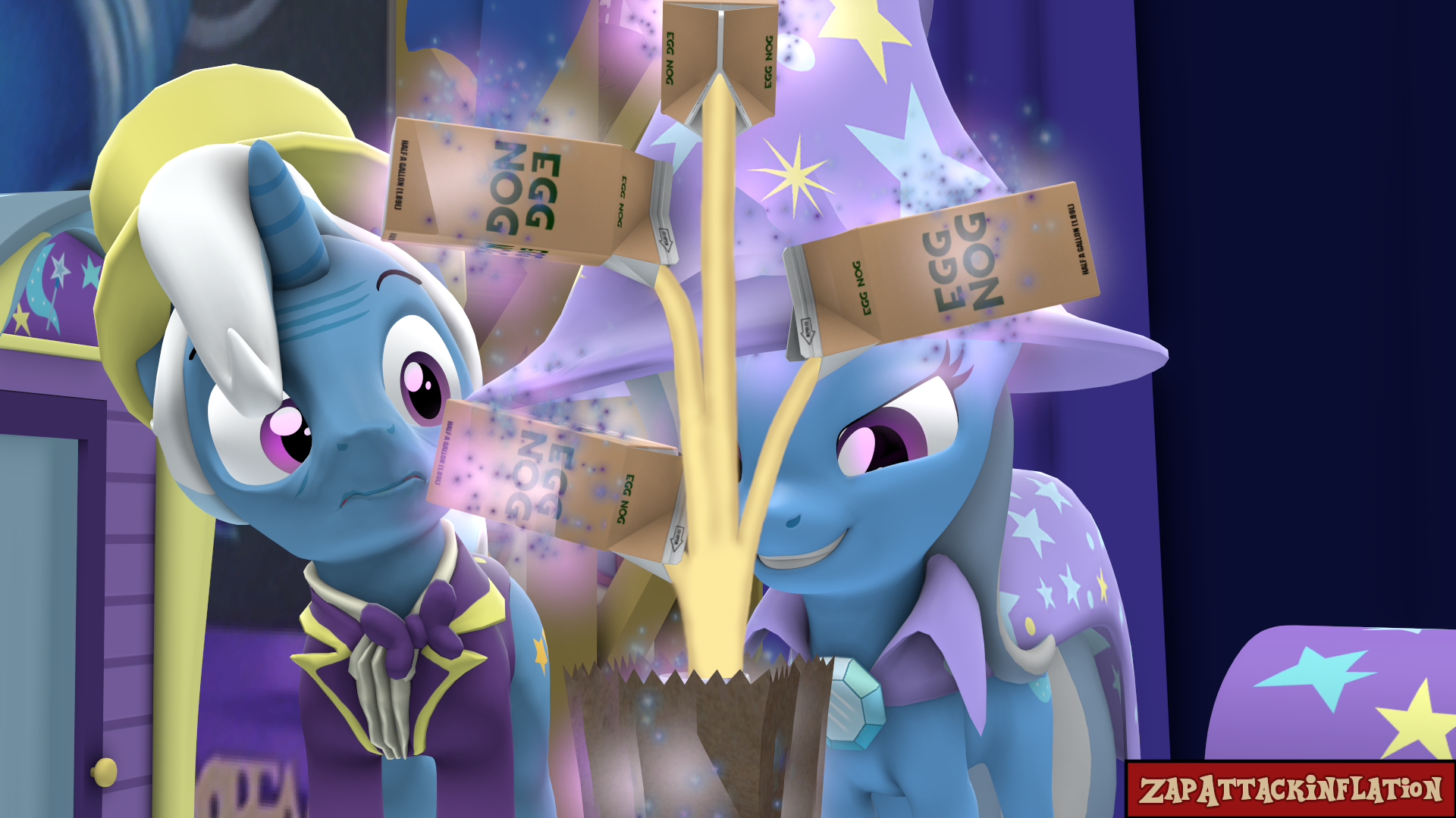 #3027192 - safe, artist:zapattackinflation, jack pot, trixie, earth ...