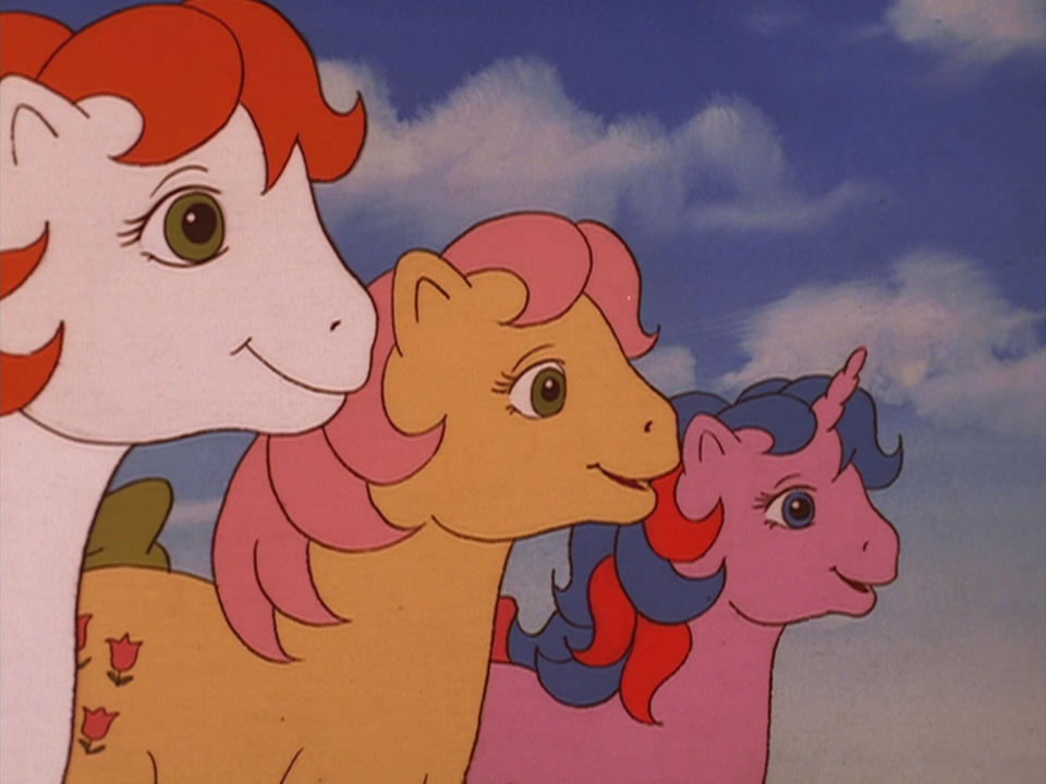 #3030180 - safe, screencap, buttons (g1), paradise, posey, earth pony, pegasus, pony, unicorn ...