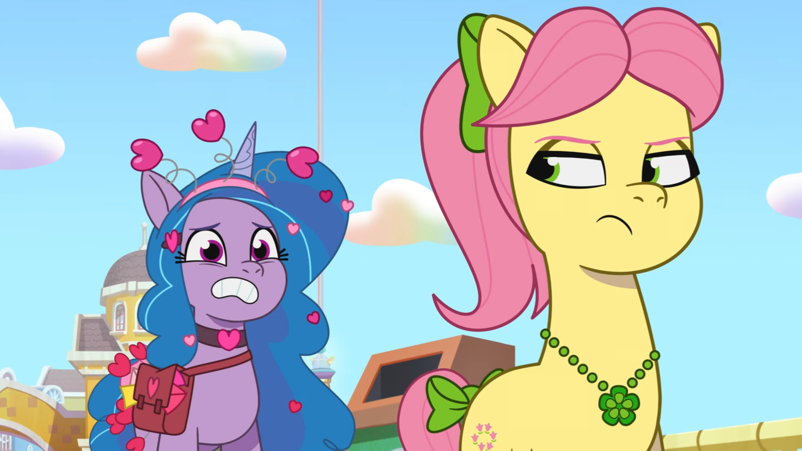 #3034406 - safe, screencap, izzy moonbow, posey bloom, earth pony, pony, unicorn, g5, my little ...