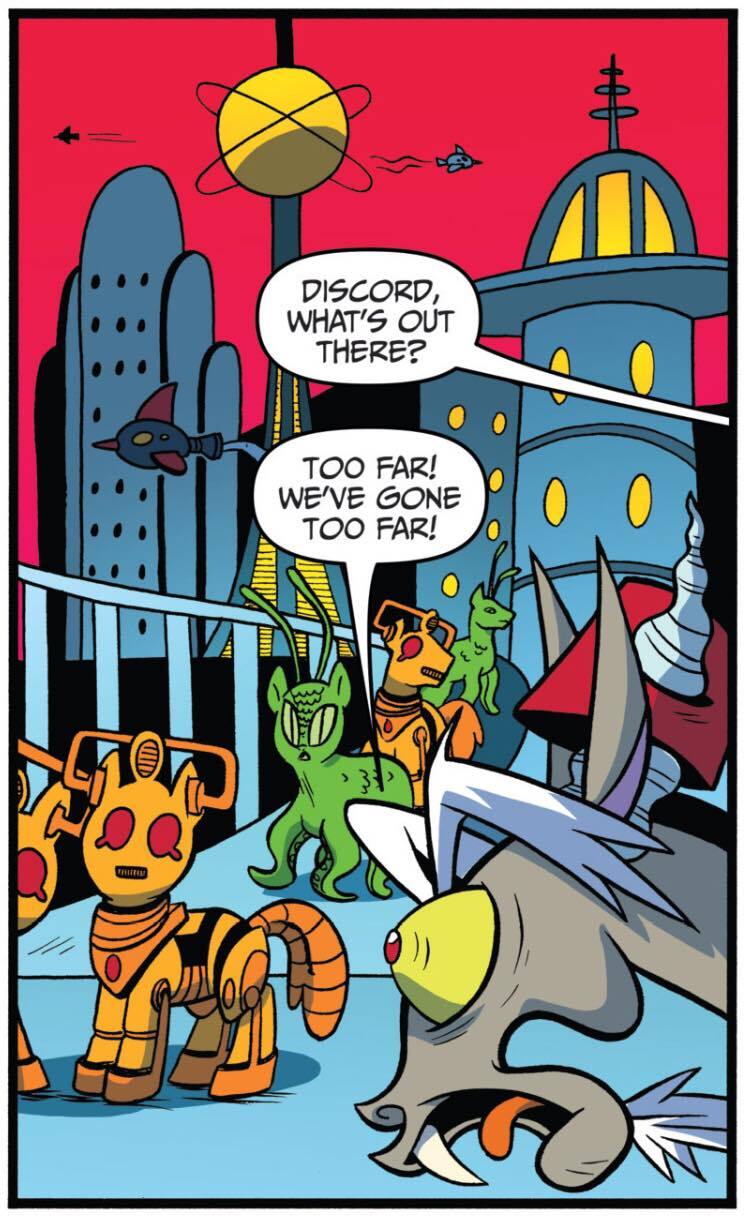 #3021076 - safe, artist:brenda hickey, idw, discord, alien, alien pony ...