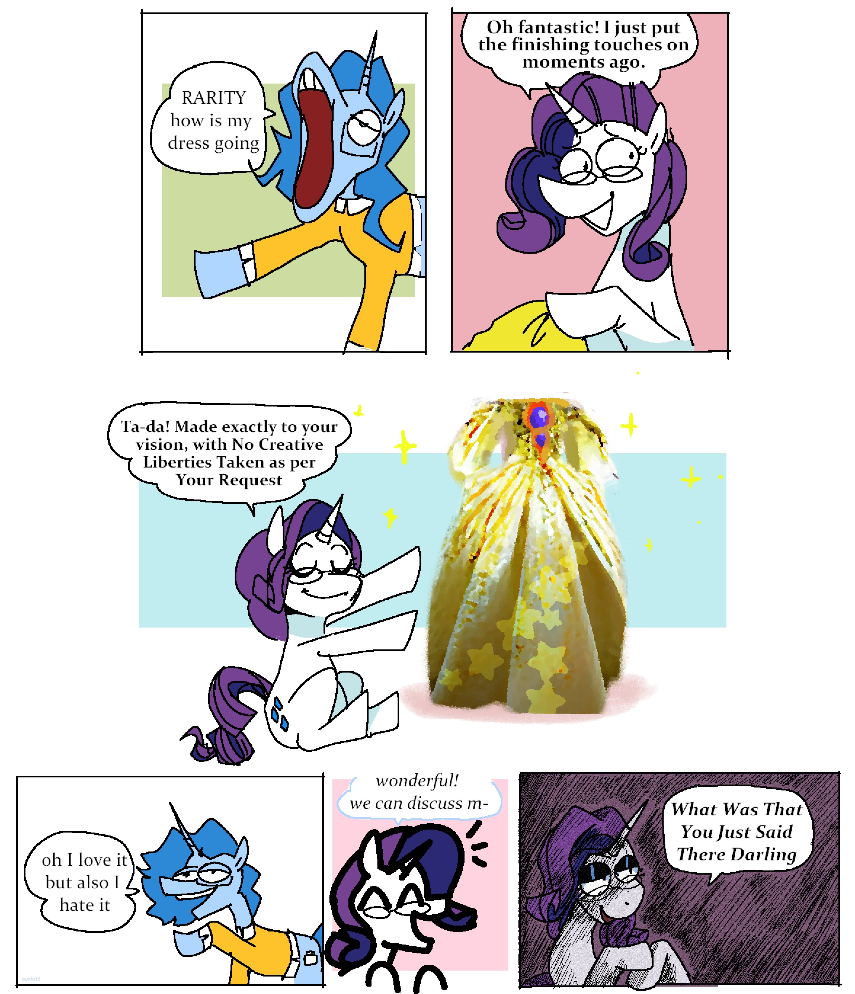 #3022685 - safe, artist:punkittdev, rarity, clothes, comic, dress ...