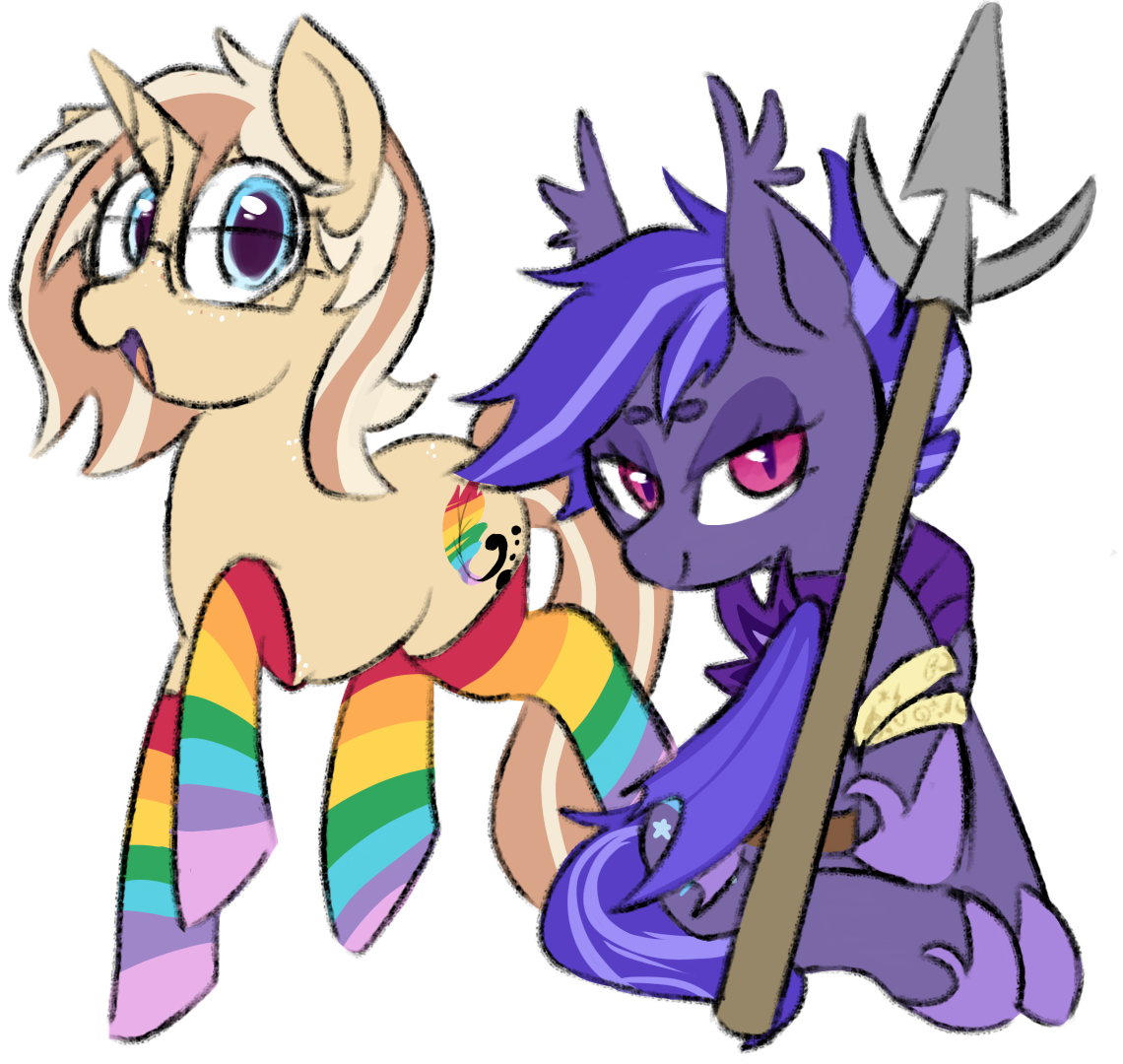 #3022886 - safe, artist:metaruscarlet, oc, oc:lulubell, oc:night watch, bat pony, pony, unicorn ...