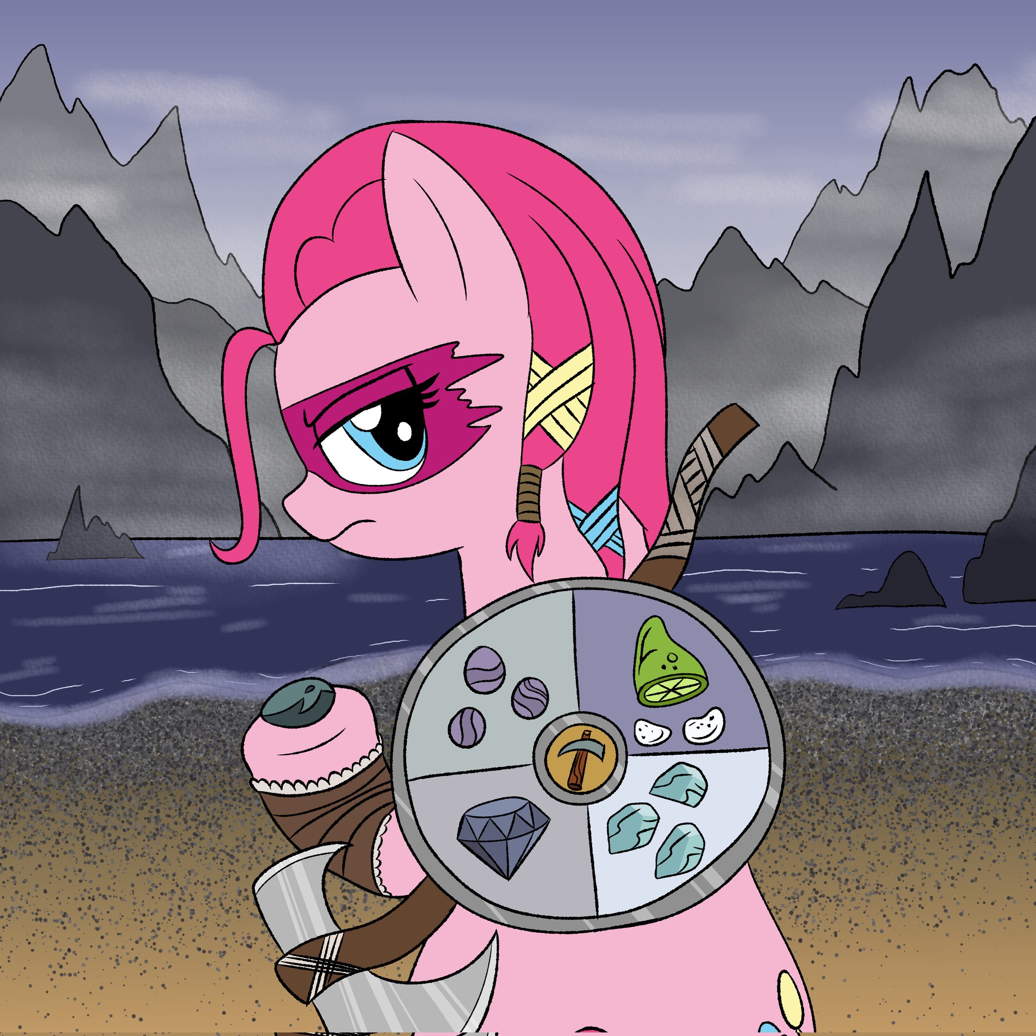 #3215957 - safe, artist:legendoflink, boulder (g4), pinkie pie, earth ...