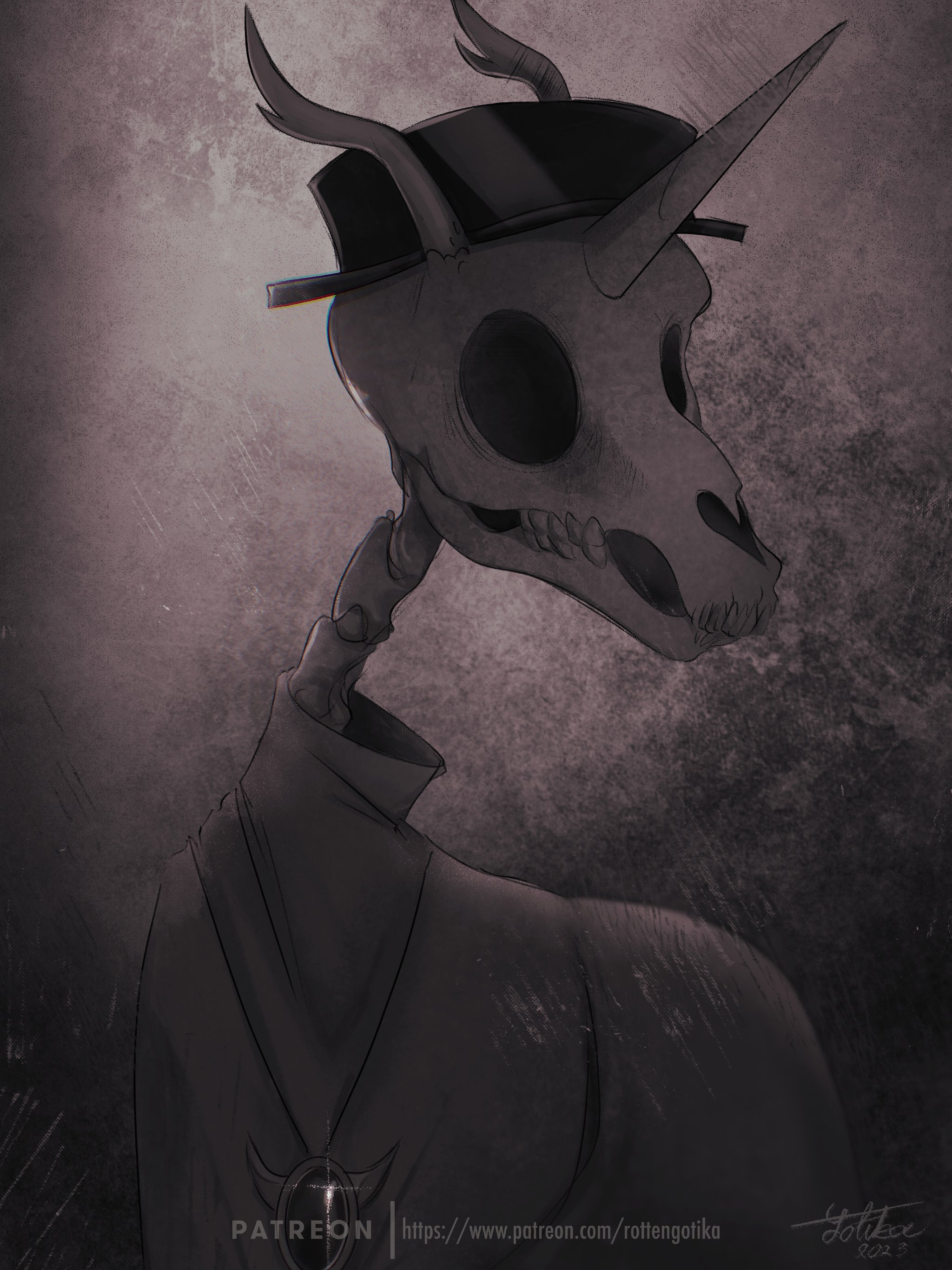 #3218283 - safe, artist:rottengotika, oc, oc only, pony, bone, skeleton ...