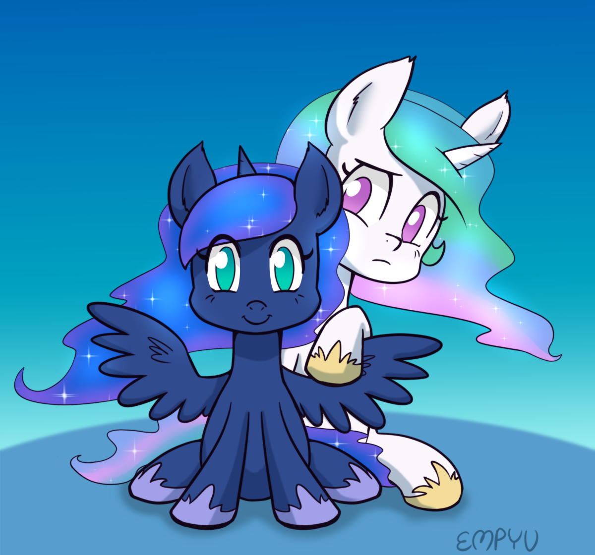 #3219139 - safe, artist:empyu, princess celestia, princess luna ...