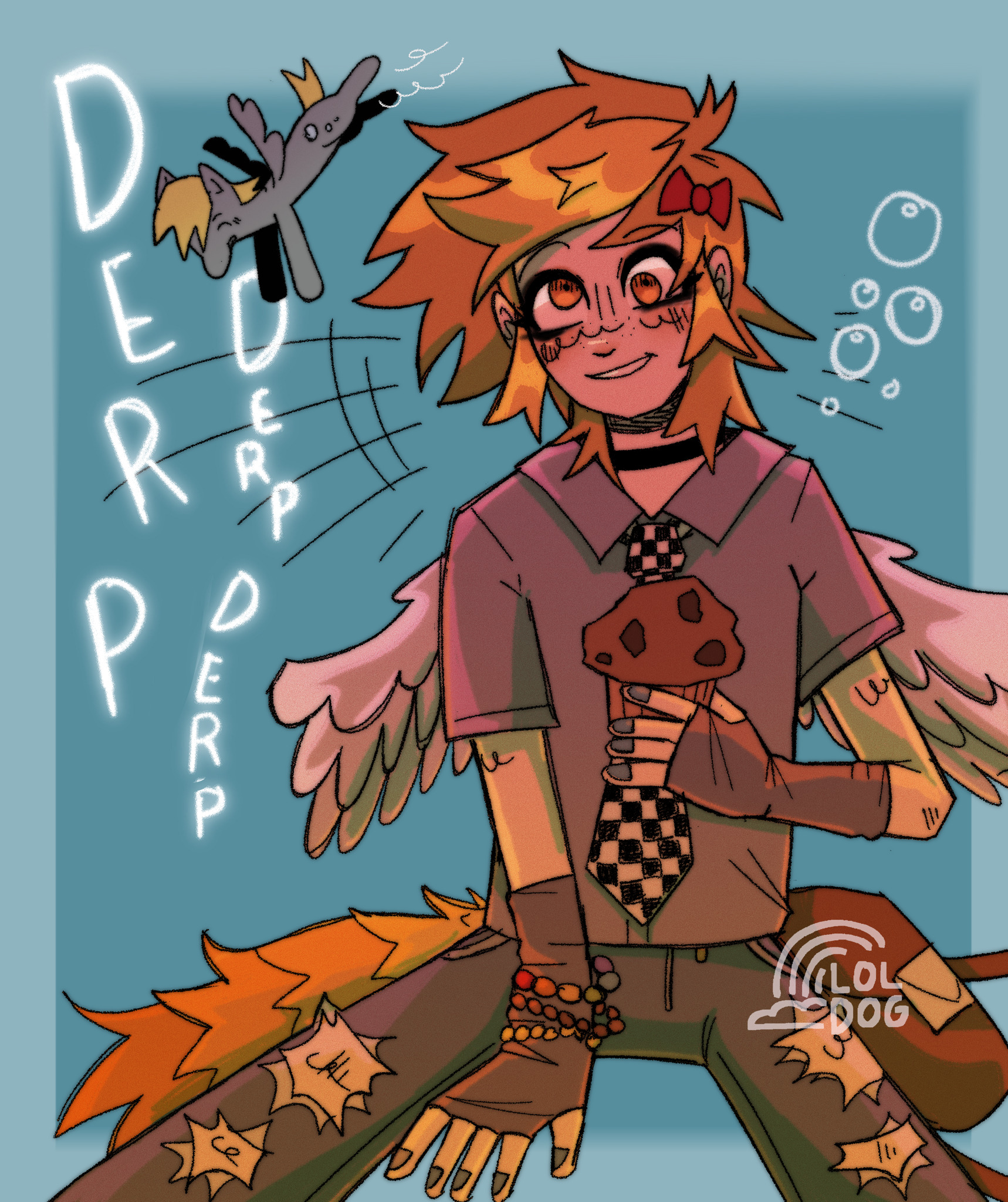 #3219986 - safe, artist:lawldog, derpy hooves, human, pegasus, pony ...