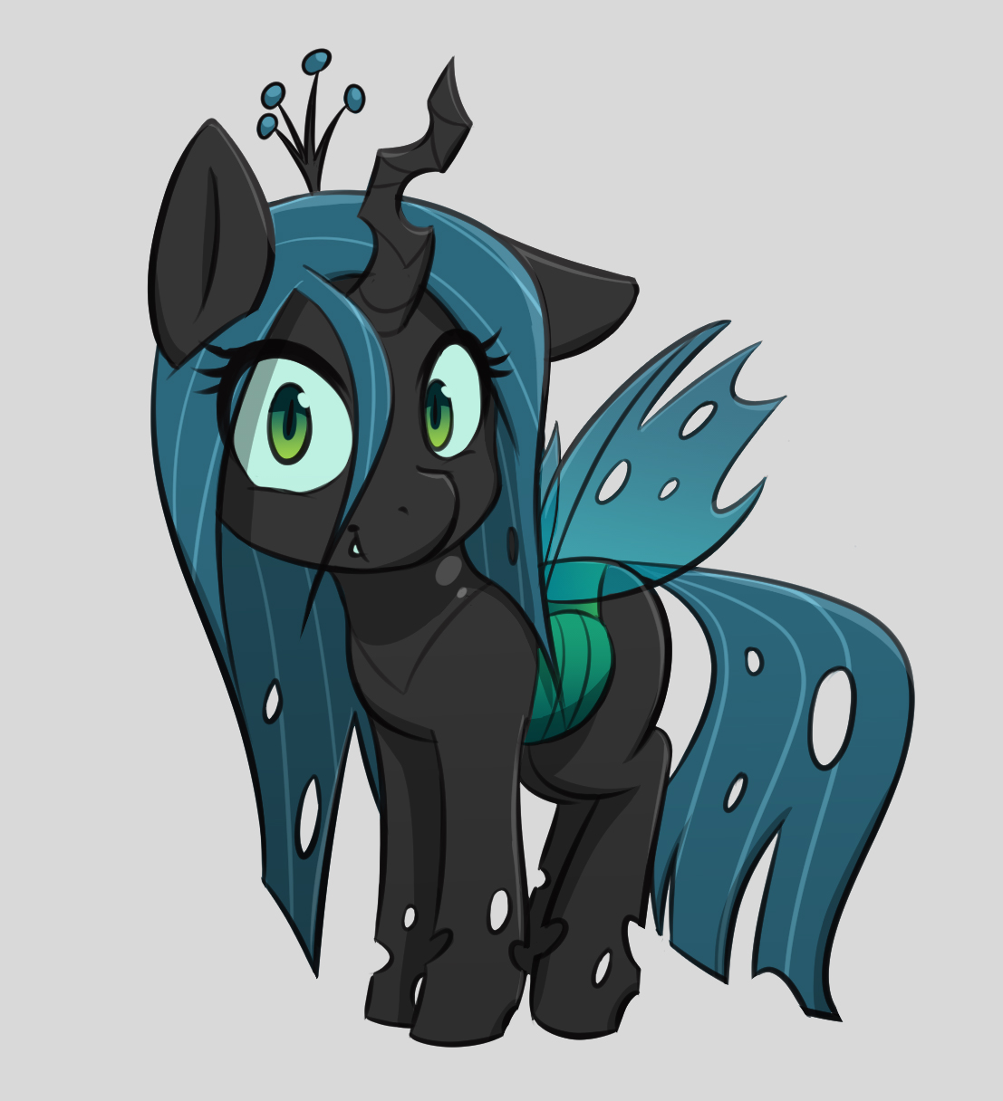 #3220044 - safe, artist:ikarooz, queen chrysalis, changeling, changeling queen, g4, chibi, cute ...