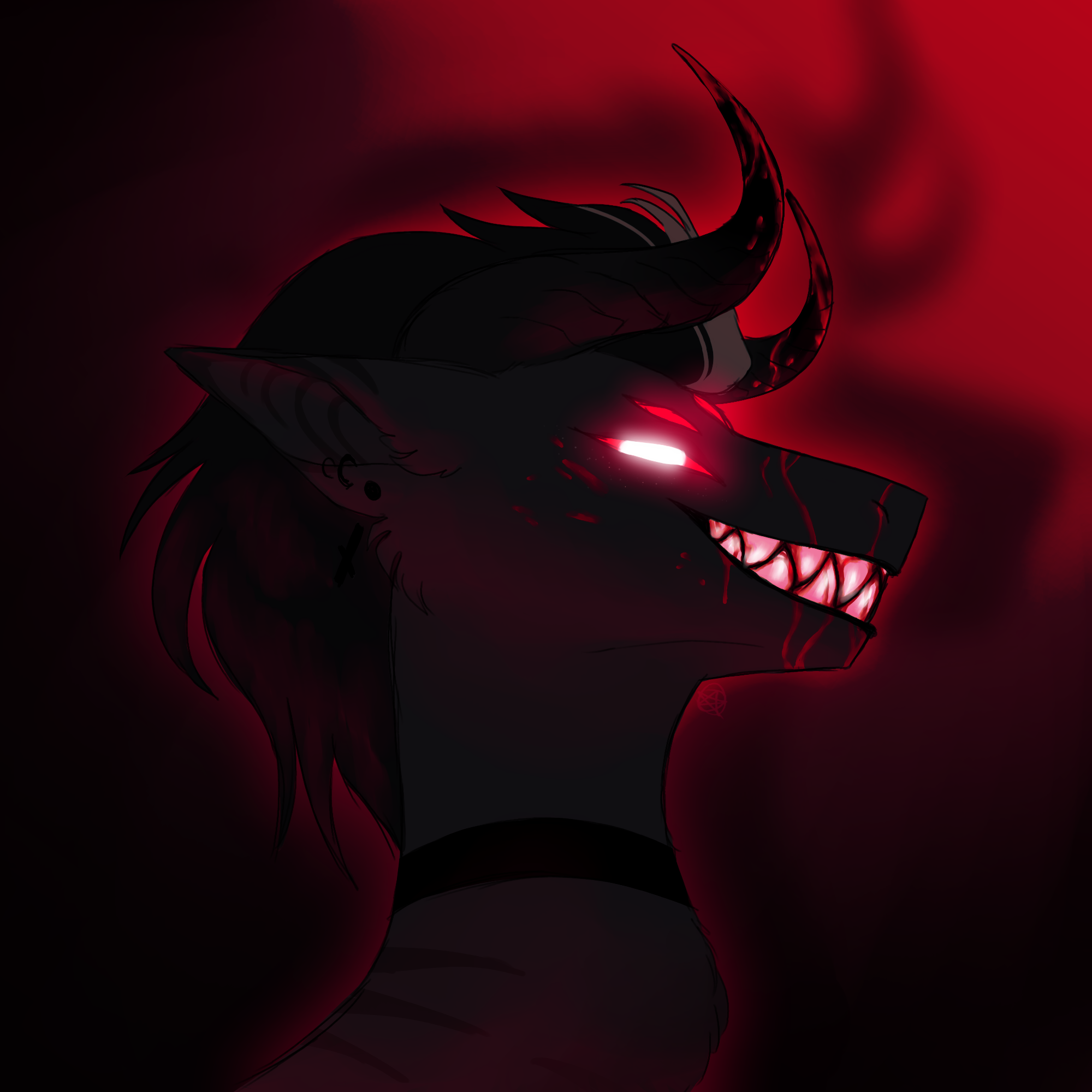 #3220392 - semi-grimdark, oc, demon, blood, bust, dark, digital art ...