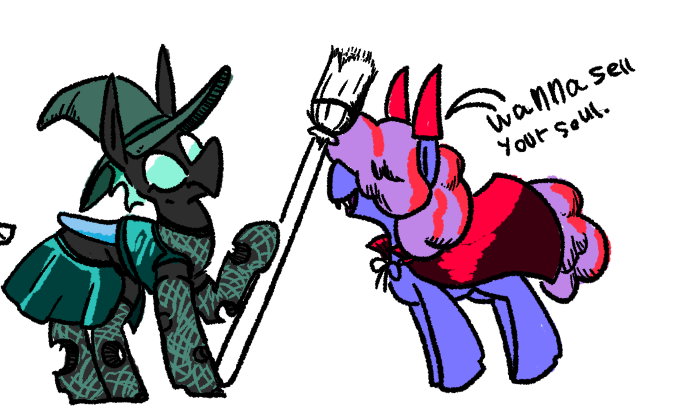 #3221206 - safe, artist:dinexistente, oc, oc:campone, changeling, pony, broom, clothes, costume ...