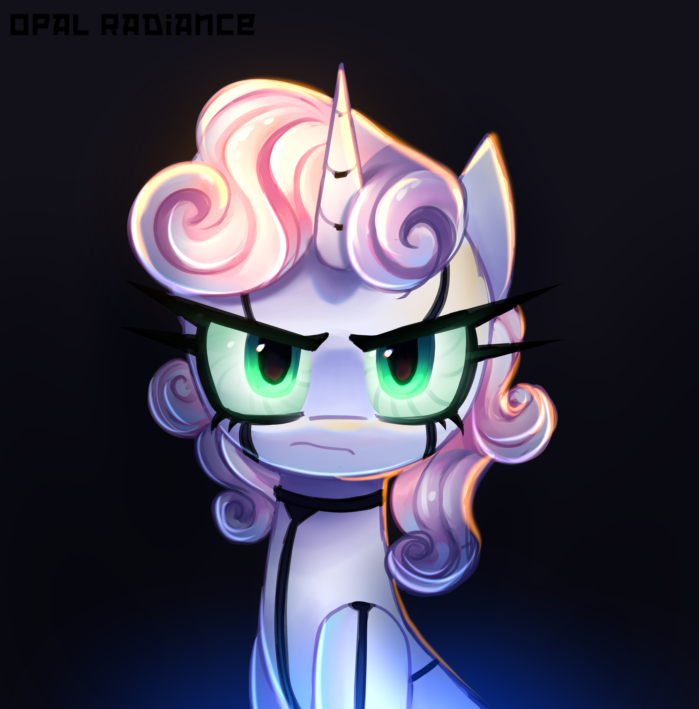 #3221508 - safe, artist:opal_radiance, sweetie belle, pony, robot ...