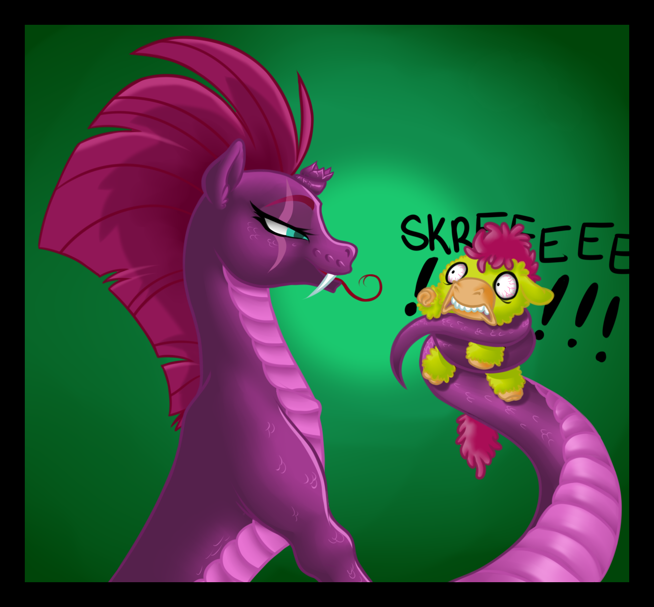 #3226259 - safe, artist:wtfponytime, tempest shadow, fluffy pony, original species, snake, snake ...