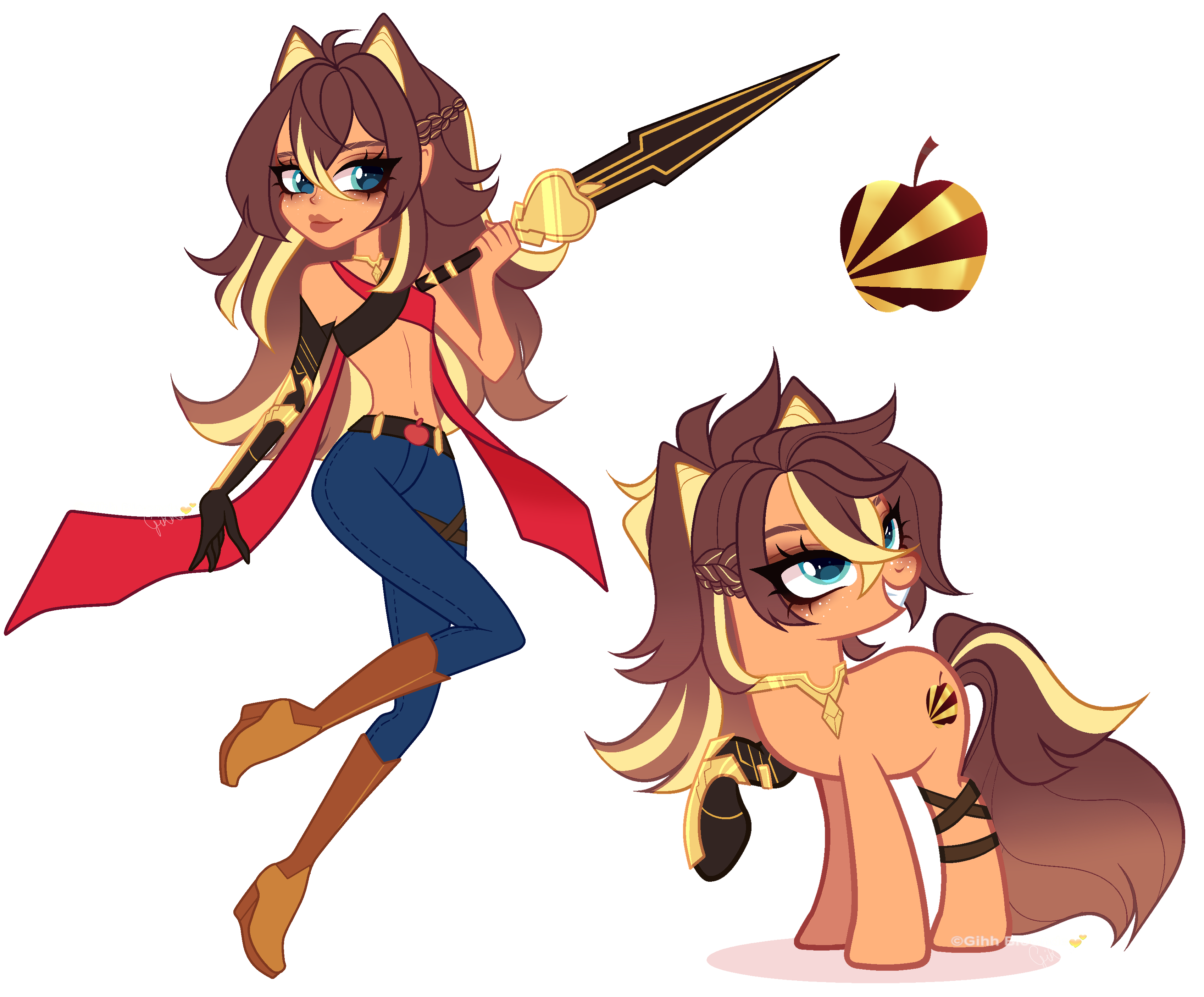 #3227791 - safe, artist:gihhbloonde, oc, oc only, unnamed oc, earth pony, human, pony, equestria ...