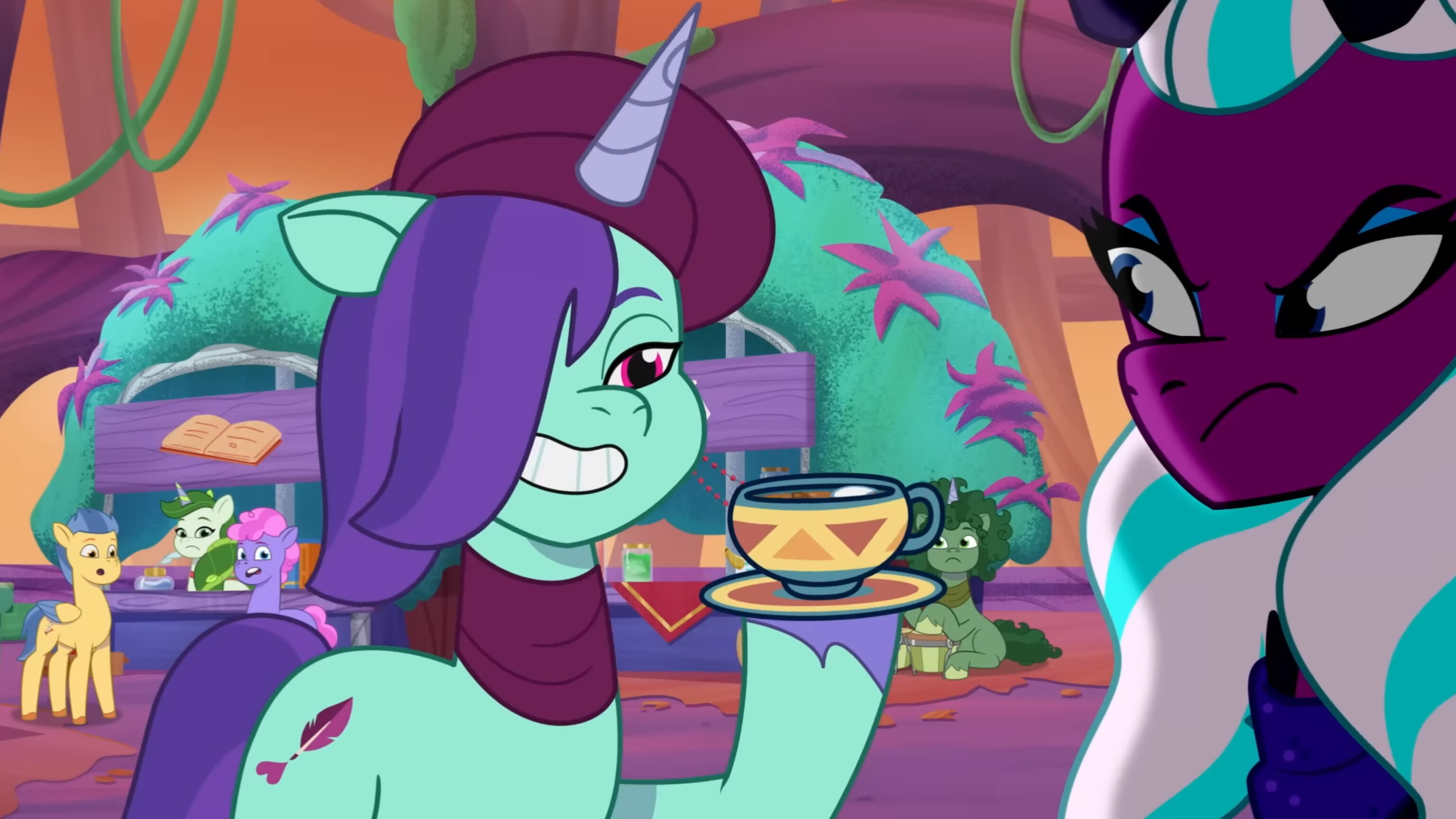 #3228929 - safe, screencap, dapple, leaf pony, lemon gear, onyx ...