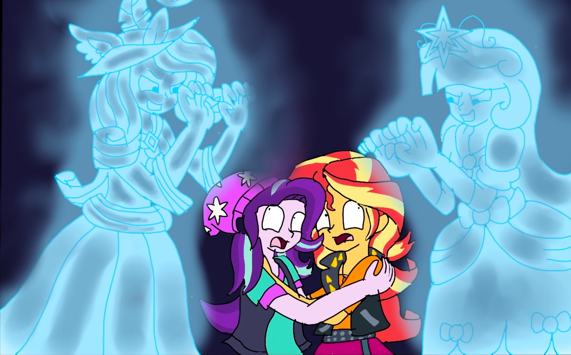 #3212063 - safe, artist:artsymlp12, edit, rarity, starlight glimmer, sunset shimmer, twilight ...