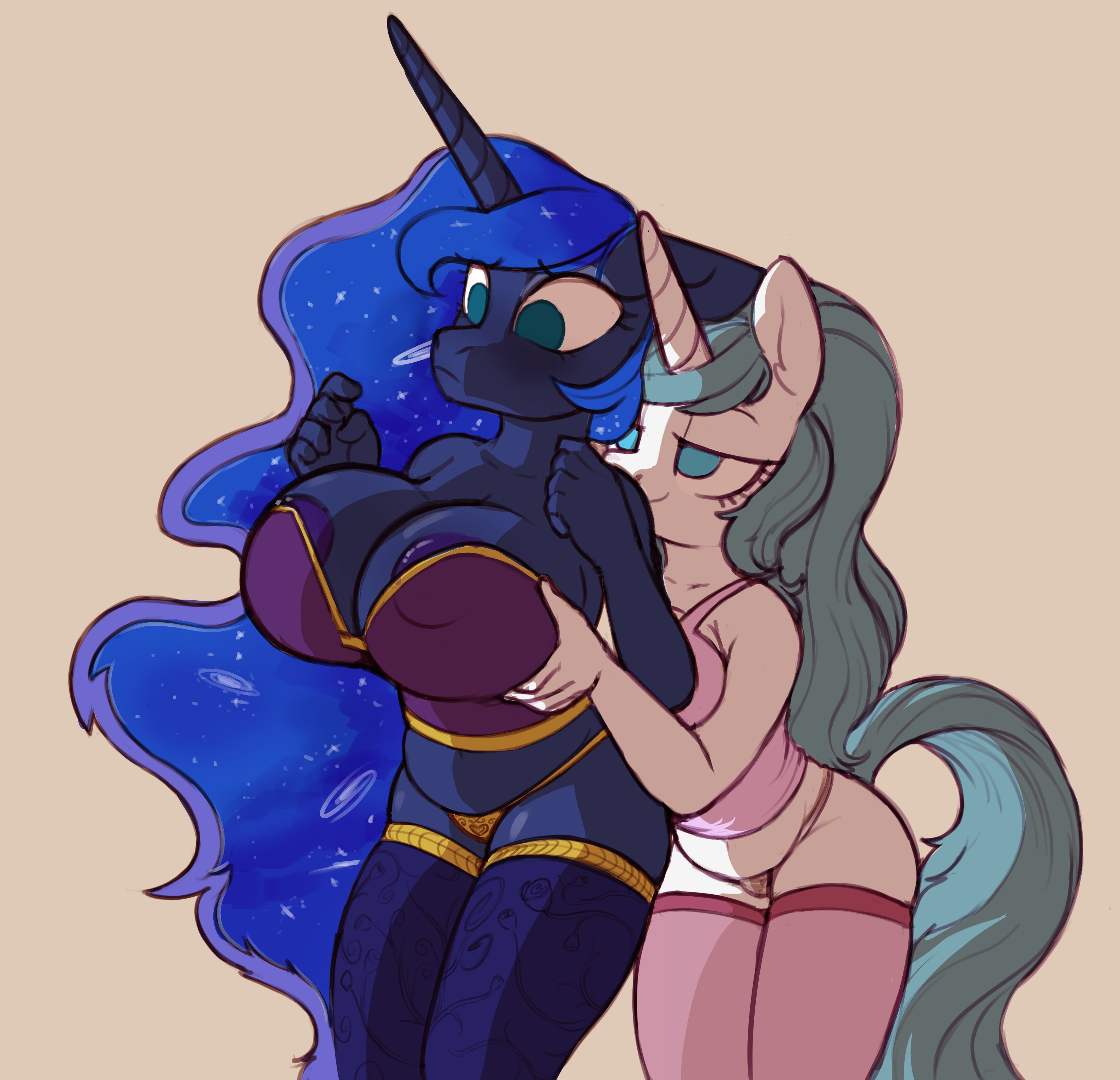 3212248 Questionable Artistyoditax Princess Luna Oc Ocsilk Lace Alicorn Anthro G4