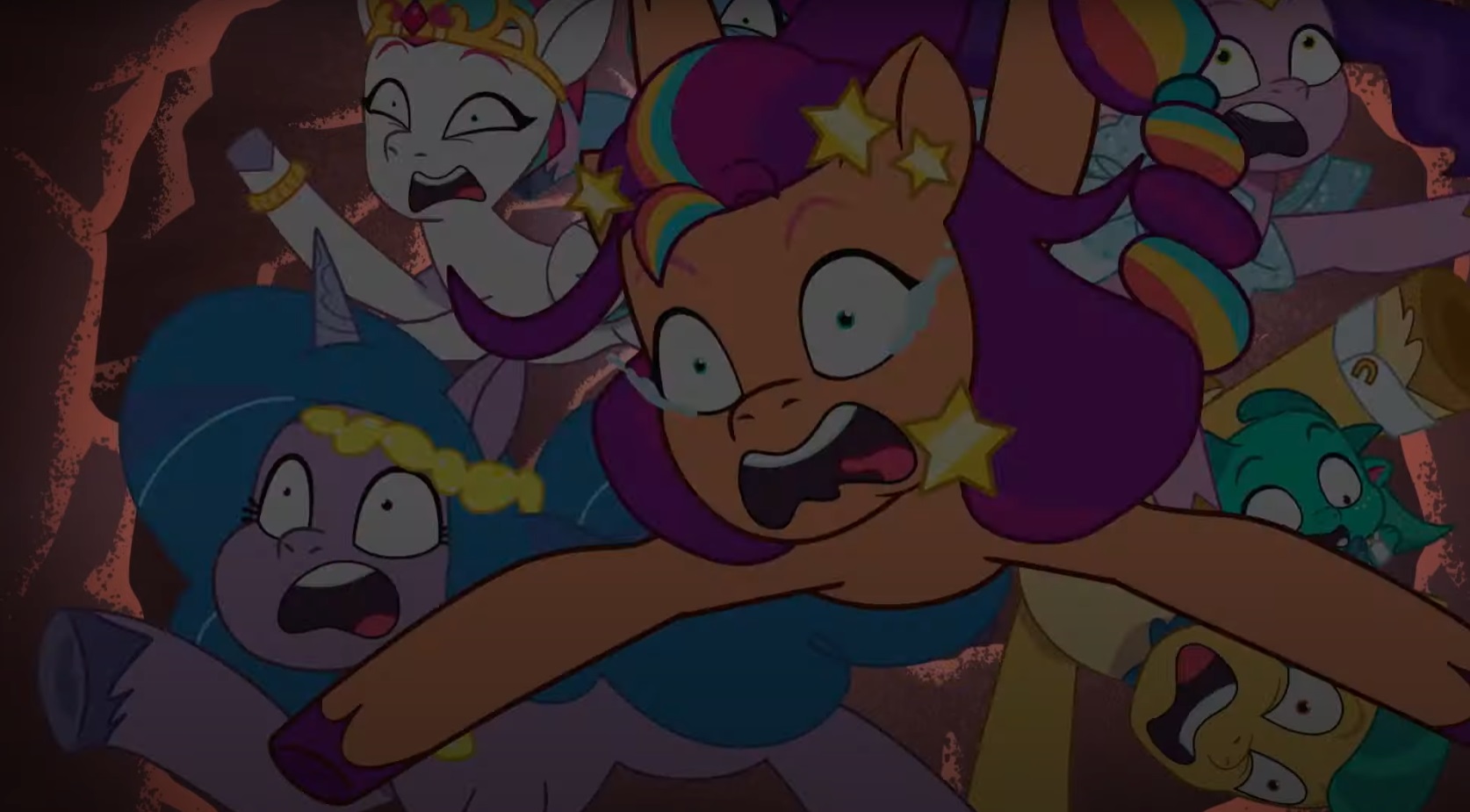 #3213094 - safe, screencap, hitch trailblazer, izzy moonbow, misty brightdawn, pipp petals ...