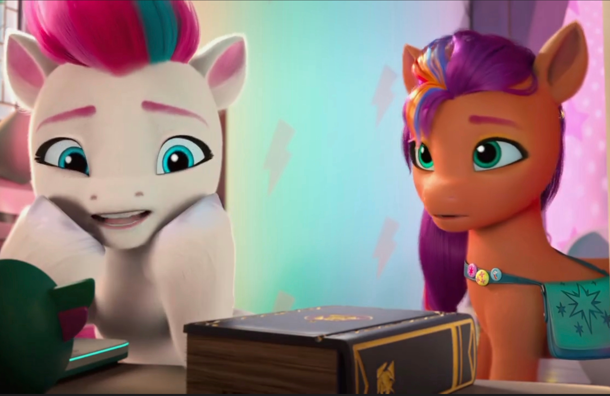 #3215199 - safe, screencap, sunny starscout, zipp storm, earth pony, pegasus, pony, g5, mane ...