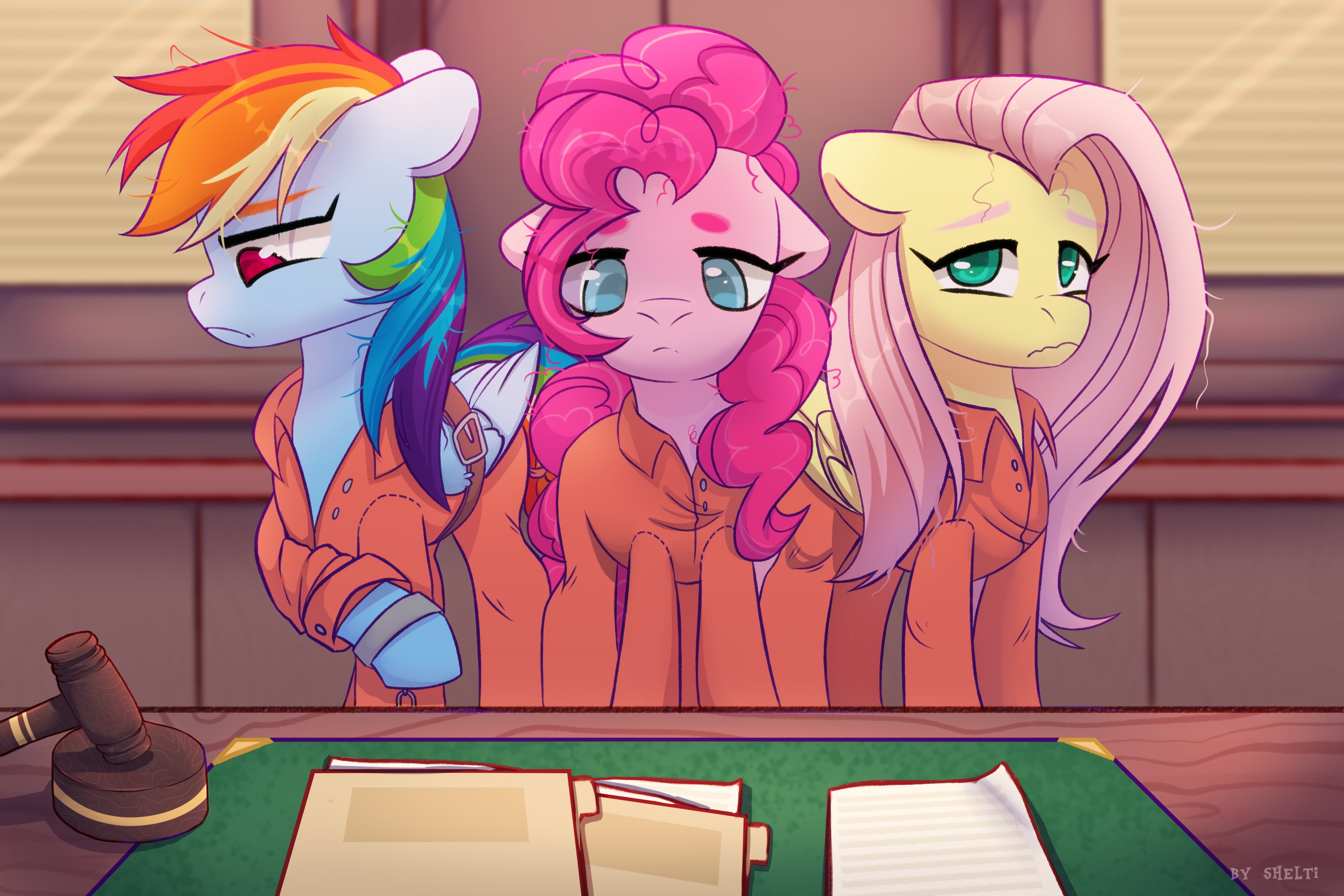 #3240553 - safe, artist:shelti, fluttershy, pinkie pie, rainbow dash ...