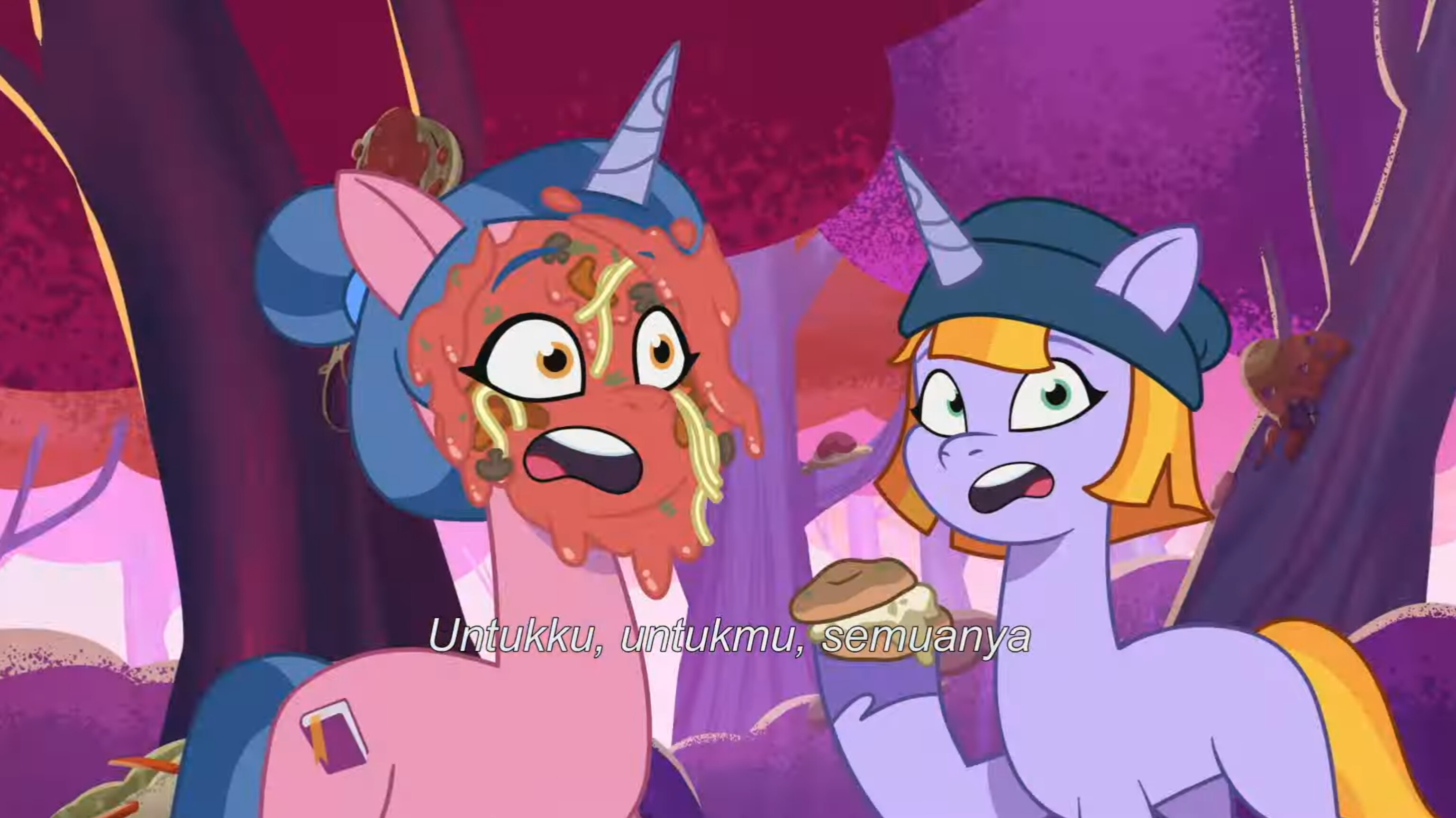 #3241990 - safe, screencap, plum library, pony, unicorn, friday night ...