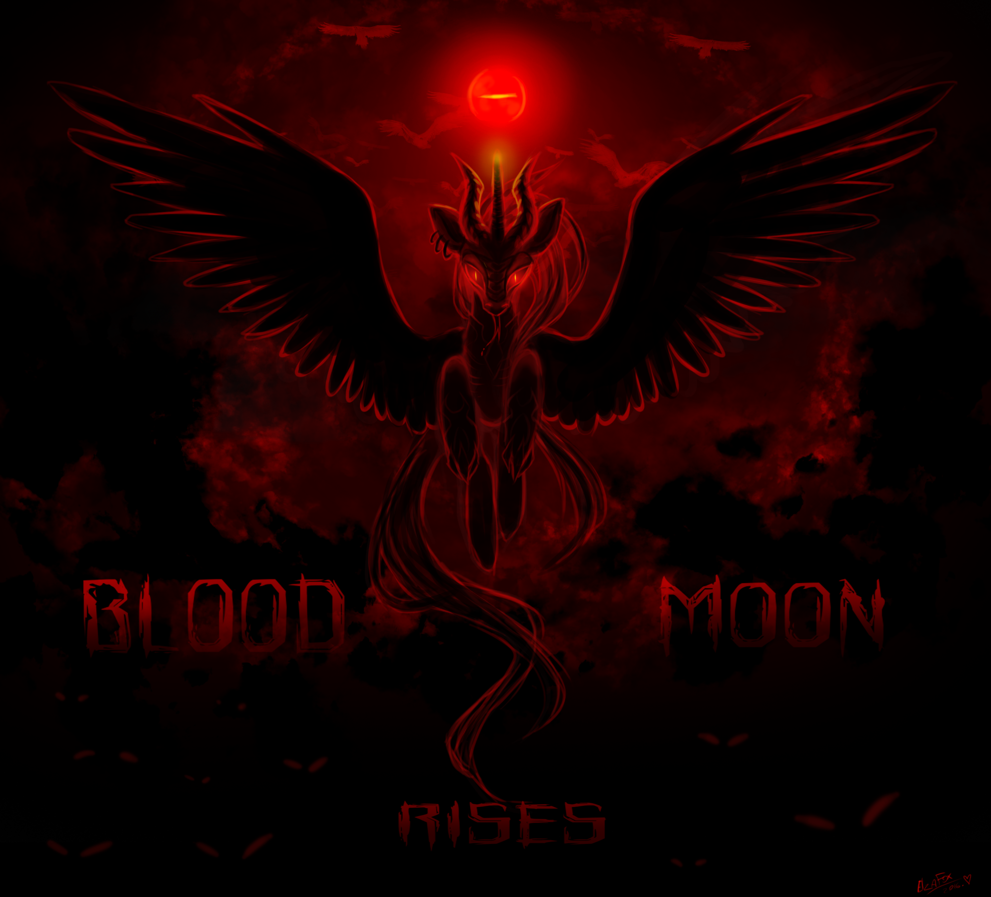 #3242338 - safe, artist:elzafox, oc, oc only, alicorn, pony, blood moon ...