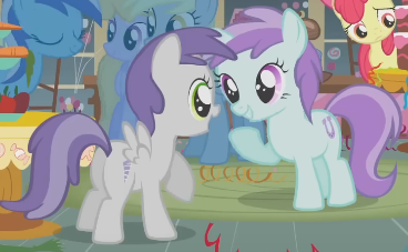 #3242558 - safe, screencap, apple bloom, derpy hooves, drizzle, liza ...