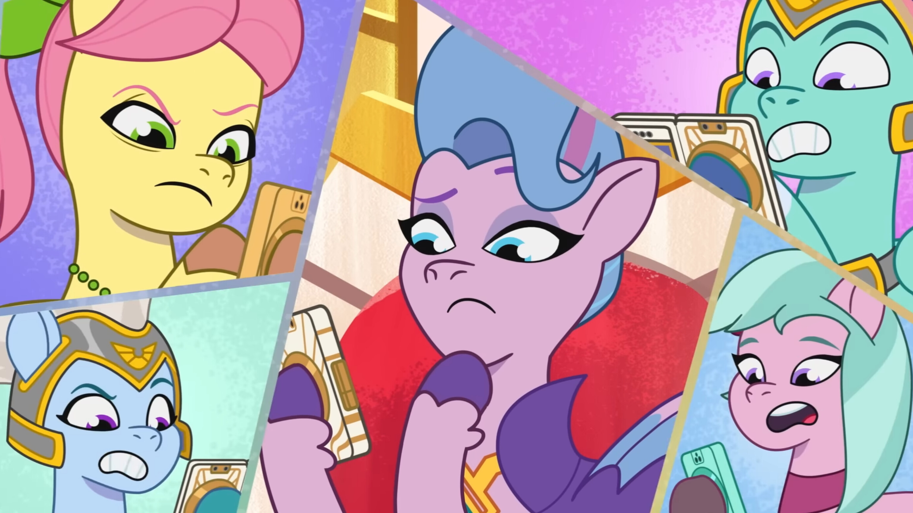 #3242911 - safe, screencap, dahlia, posey bloom, queen haven, thunder ...