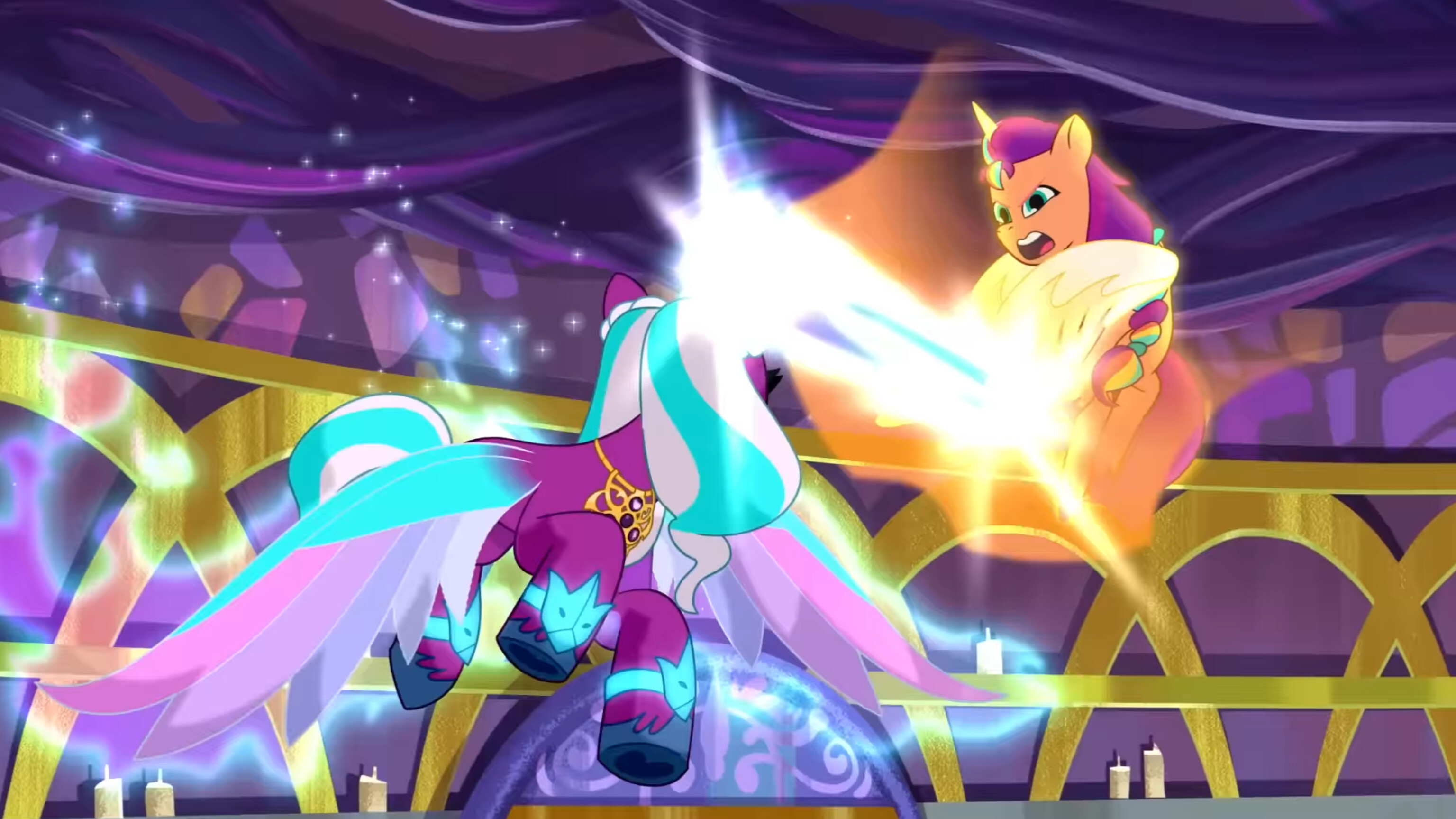 #3243655 - safe, screencap, opaline arcana, sunny starscout, alicorn, pony, g5, my little pony ...