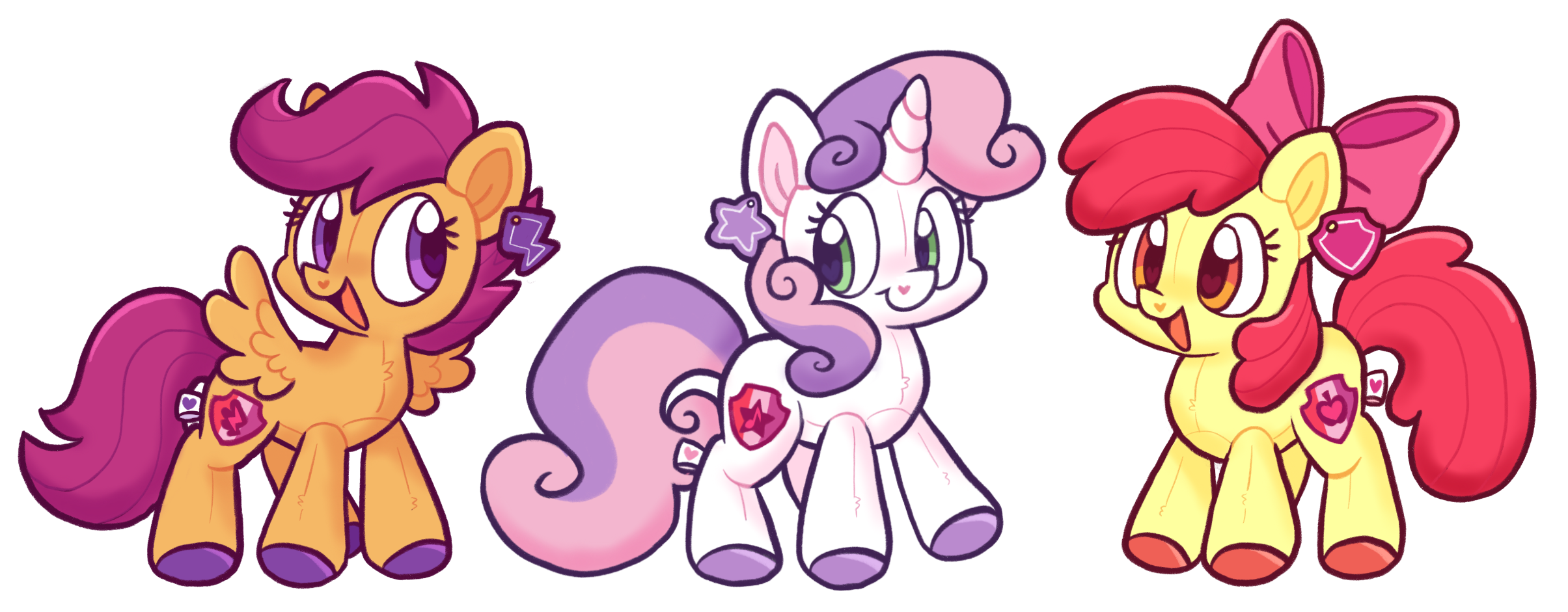 #3243740 - safe, artist:raystarkitty, apple bloom, scootaloo, sweetie ...