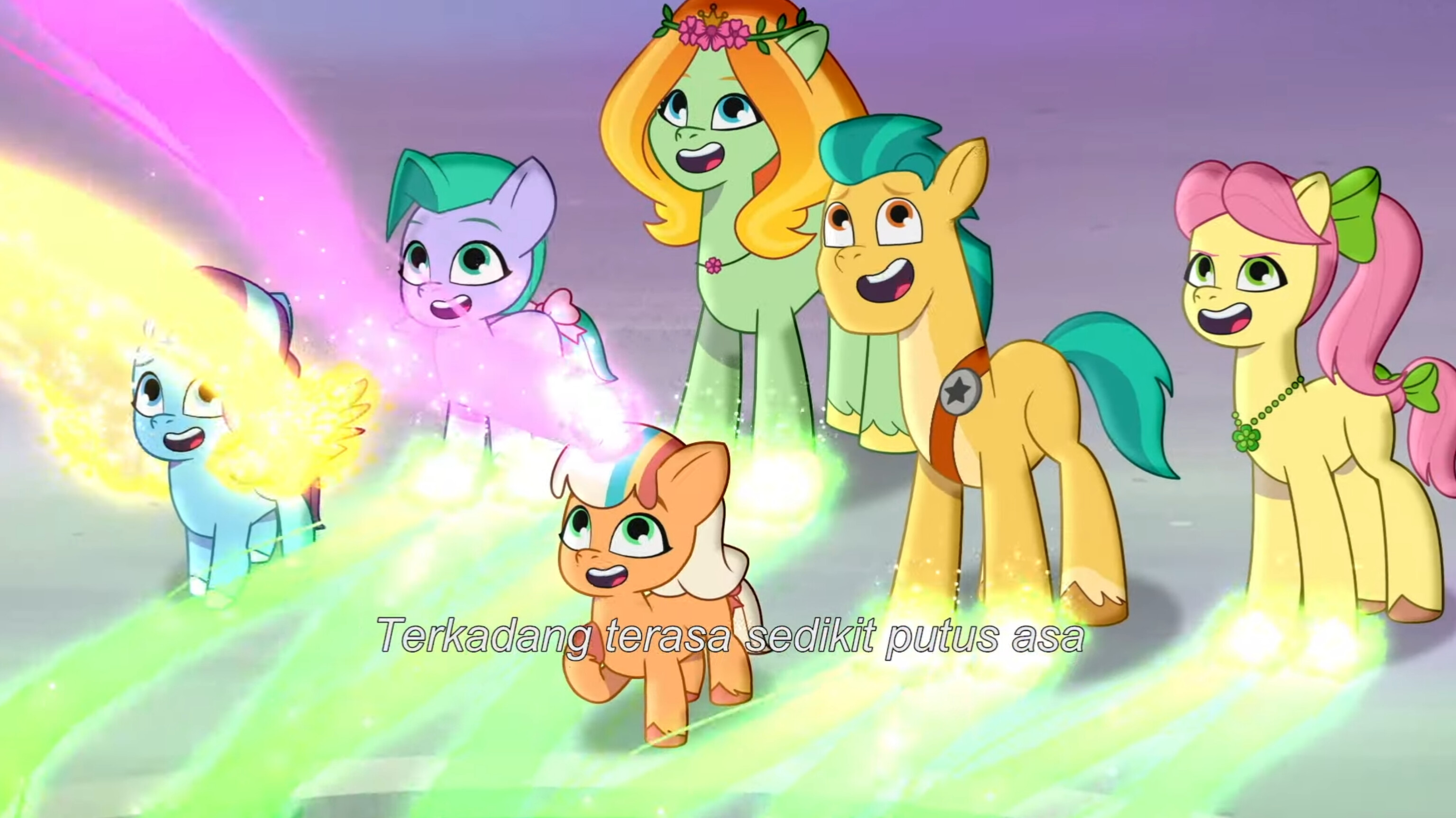 #3243785 - safe, screencap, flowa queen, glory (g5), hitch trailblazer ...