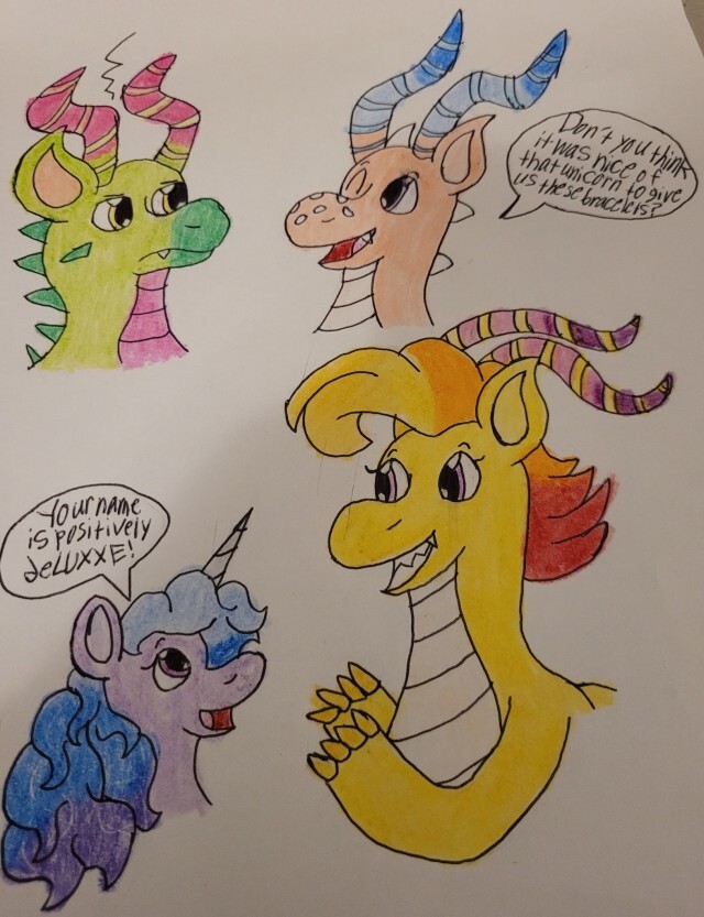 #3246340 - safe, artist:mintwhistle, izzy moonbow, leaf (dragon), luxxe ...