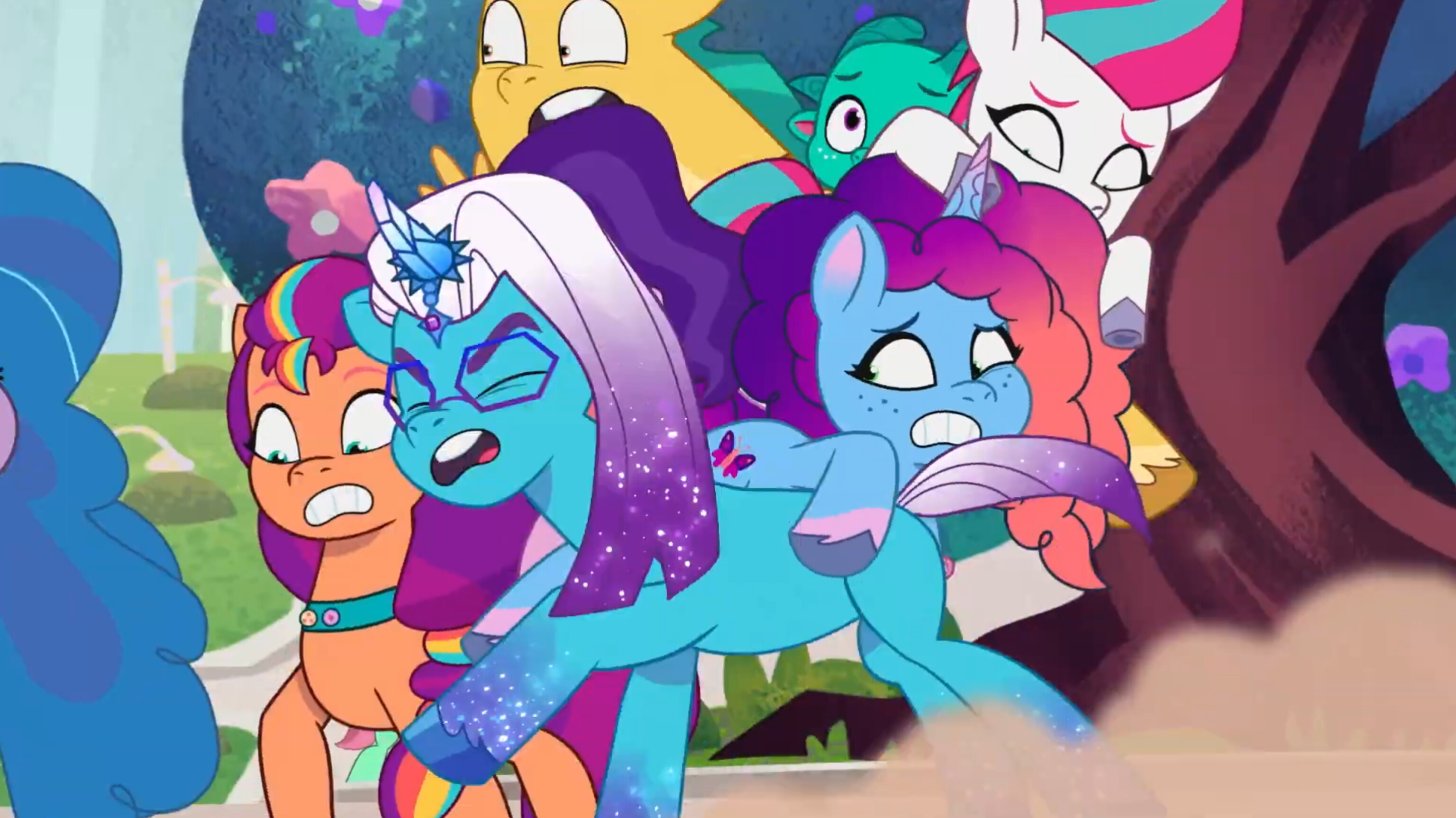 #3246639 - safe, screencap, comet (g5), hitch trailblazer, izzy moonbow, misty brightdawn, pipp ...