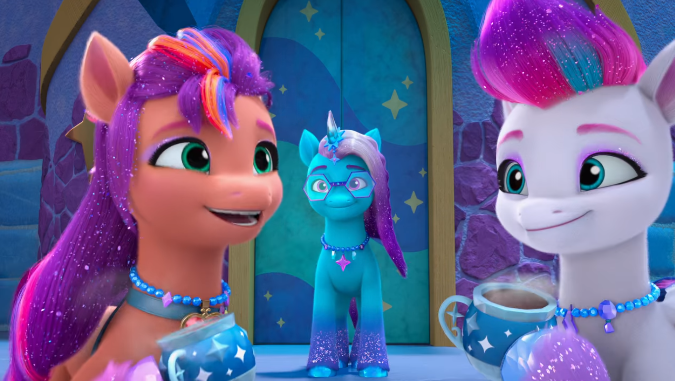 #3247101 - safe, screencap, comet (g5), sunny starscout, violet frost, zipp storm, auroricorn ...