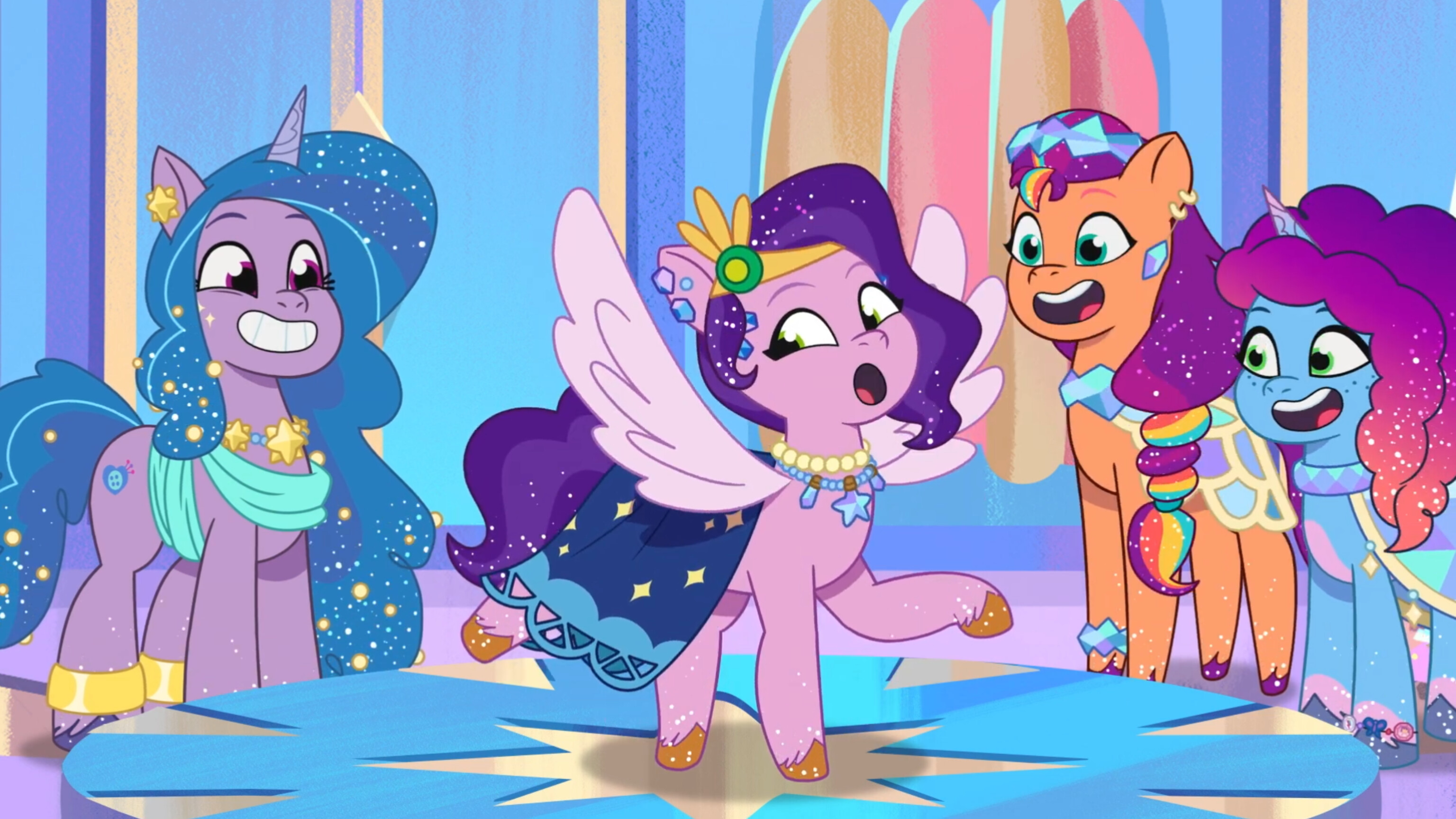 #3247225 - safe, screencap, izzy moonbow, misty brightdawn, pipp petals ...