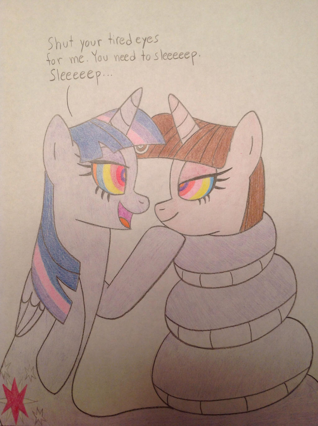 #3251881 - safe, artist:squeakynoodle, twilight sparkle, oc, oc:moonbright shine, alicorn, lamia ...