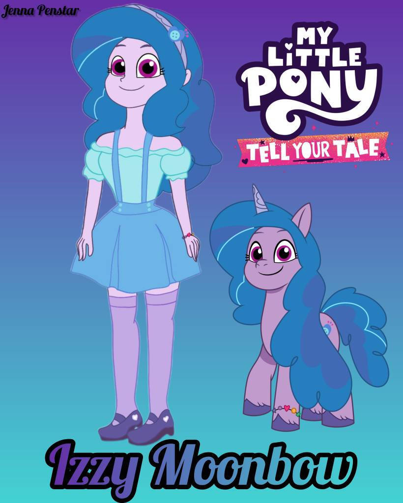 #3259830 - safe, artist:jenna56, izzy moonbow, human, pony, unicorn, equestria girls, g4, g5, my ...