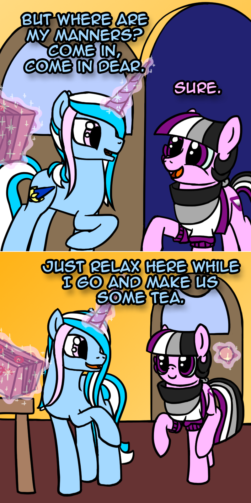 #3263786 - safe, artist:thedragenda, oc, oc only, oc:ace, oc:aurora (thedragenda), pony, unicorn ...