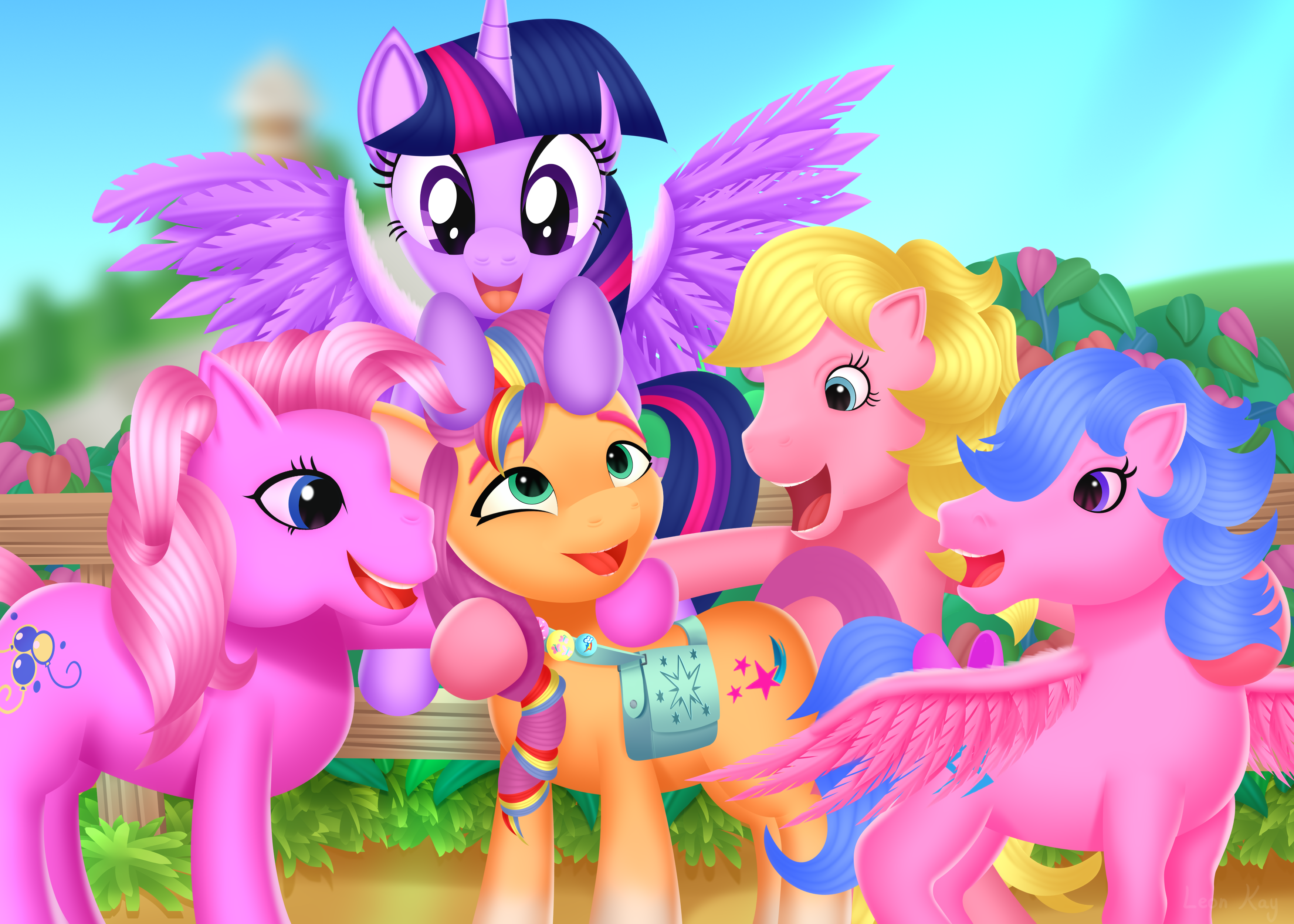 #3252522 - safe, artist:leonkay, firefly, pinkie pie (g3), starlight ...