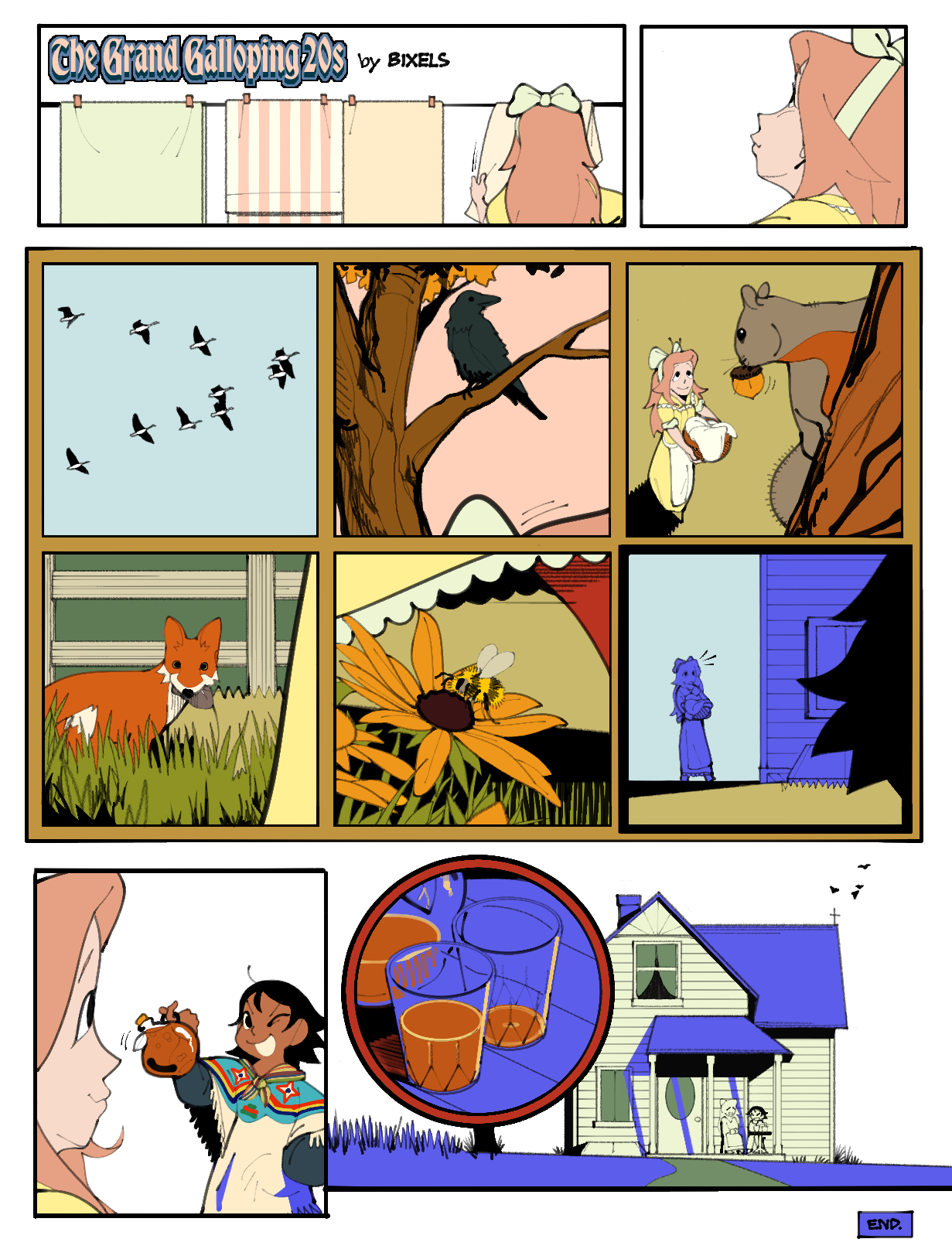 #3252662 - safe, artist:bixels, fluttershy, rainbow dash, bee, bird ...