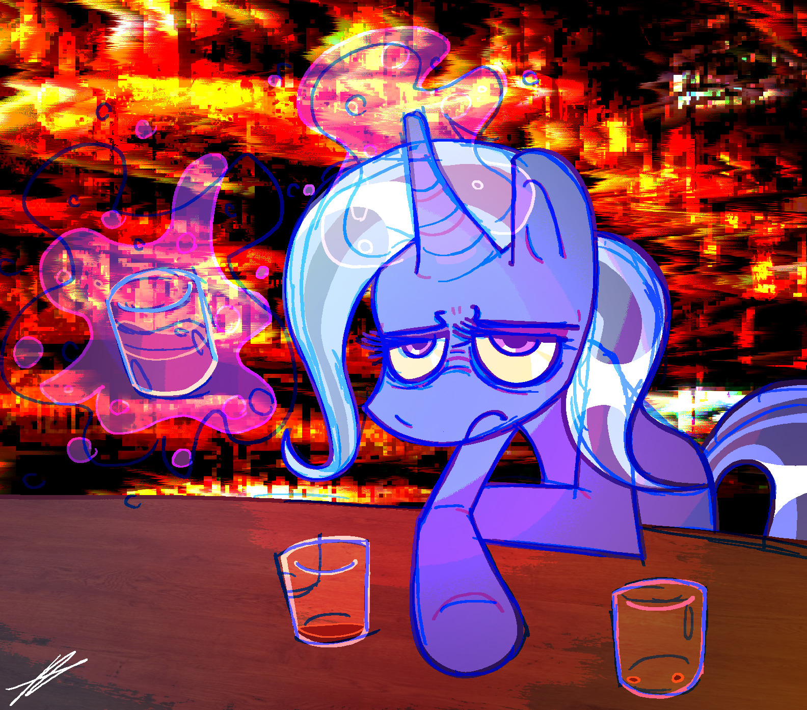 #3252816 - safe, artist:slomsonium, trixie, pony, unicorn, g4, alcohol ...