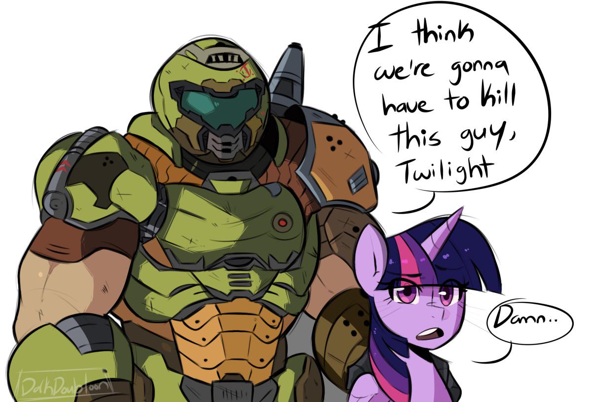 #3264412 - safe, artist:darkdoubloon, twilight sparkle, alicorn, human, pony, g4, crossover ...