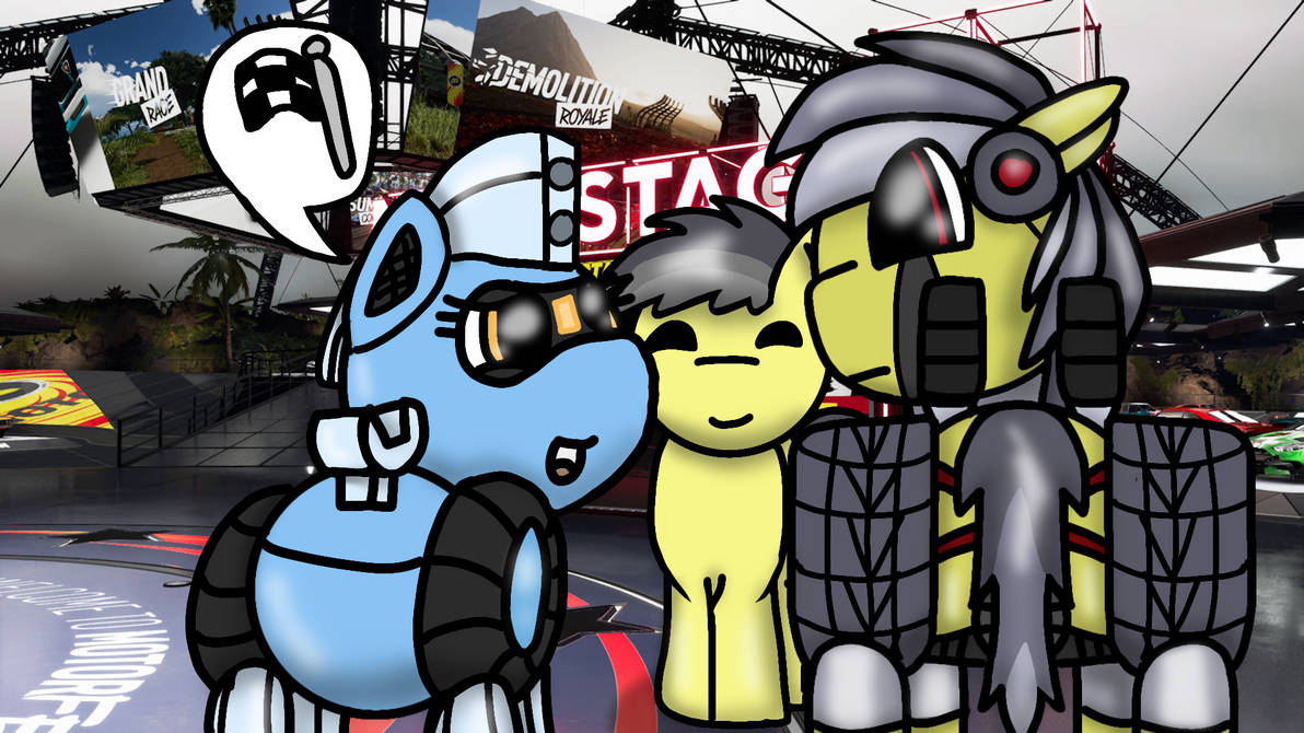 #3264971 - safe, artist:foxfer64_yt, oc, oc only, oc:silverstream (robot pony), oc:thunder (fl ...