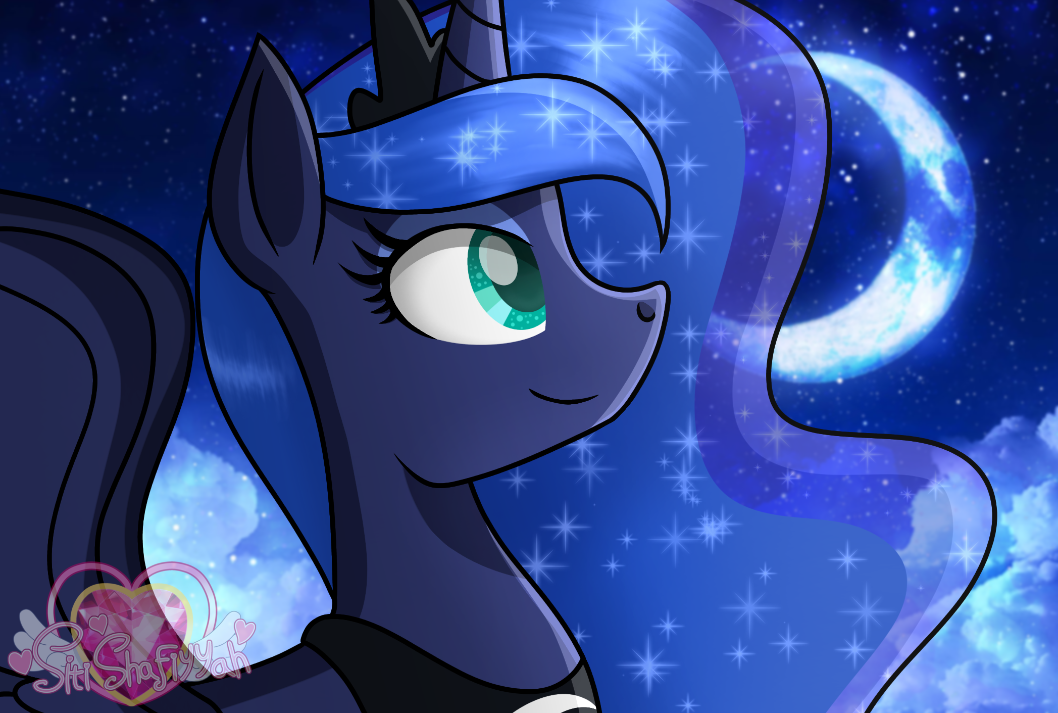 #3264982 - safe, artist:muhammad yunus, princess luna, alicorn, pony, g4, female, ibispaint x ...