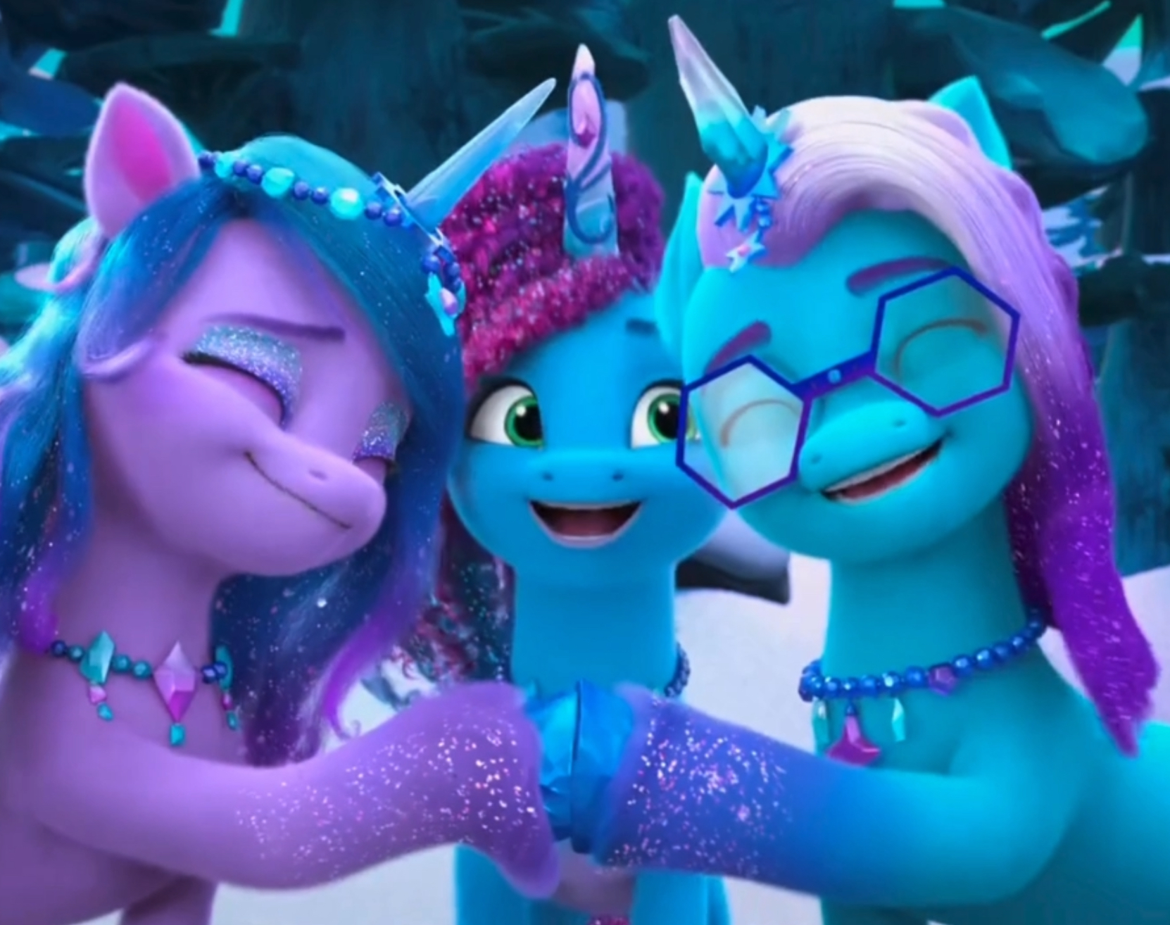 #3270292 - safe, screencap, comet (g5), izzy moonbow, misty brightdawn, violet frost, auroricorn ...