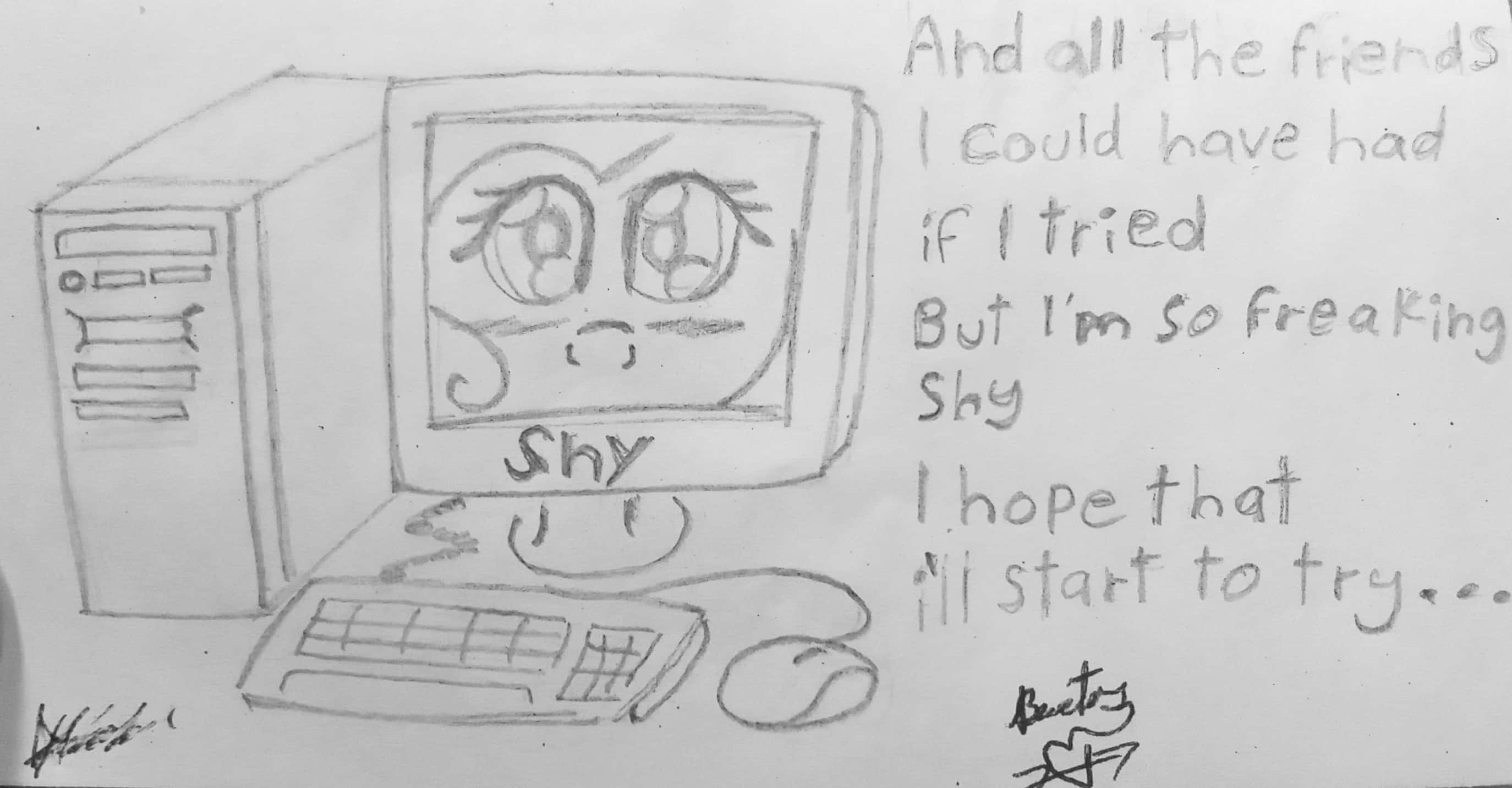 #3270436 - safe, artist:pnkpny, fluttershy, g4, computer, computer shy ...